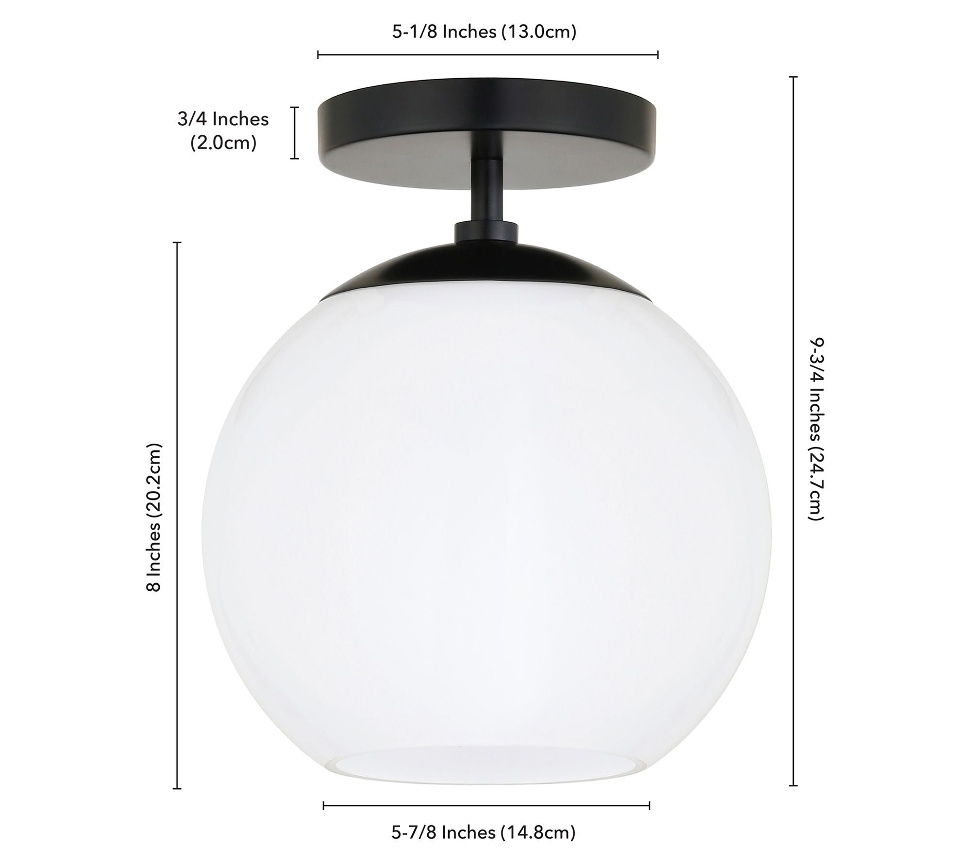 Hudson&Canal Bartlett Semi Flush Mount with Milk Glass Shade - QVC.com