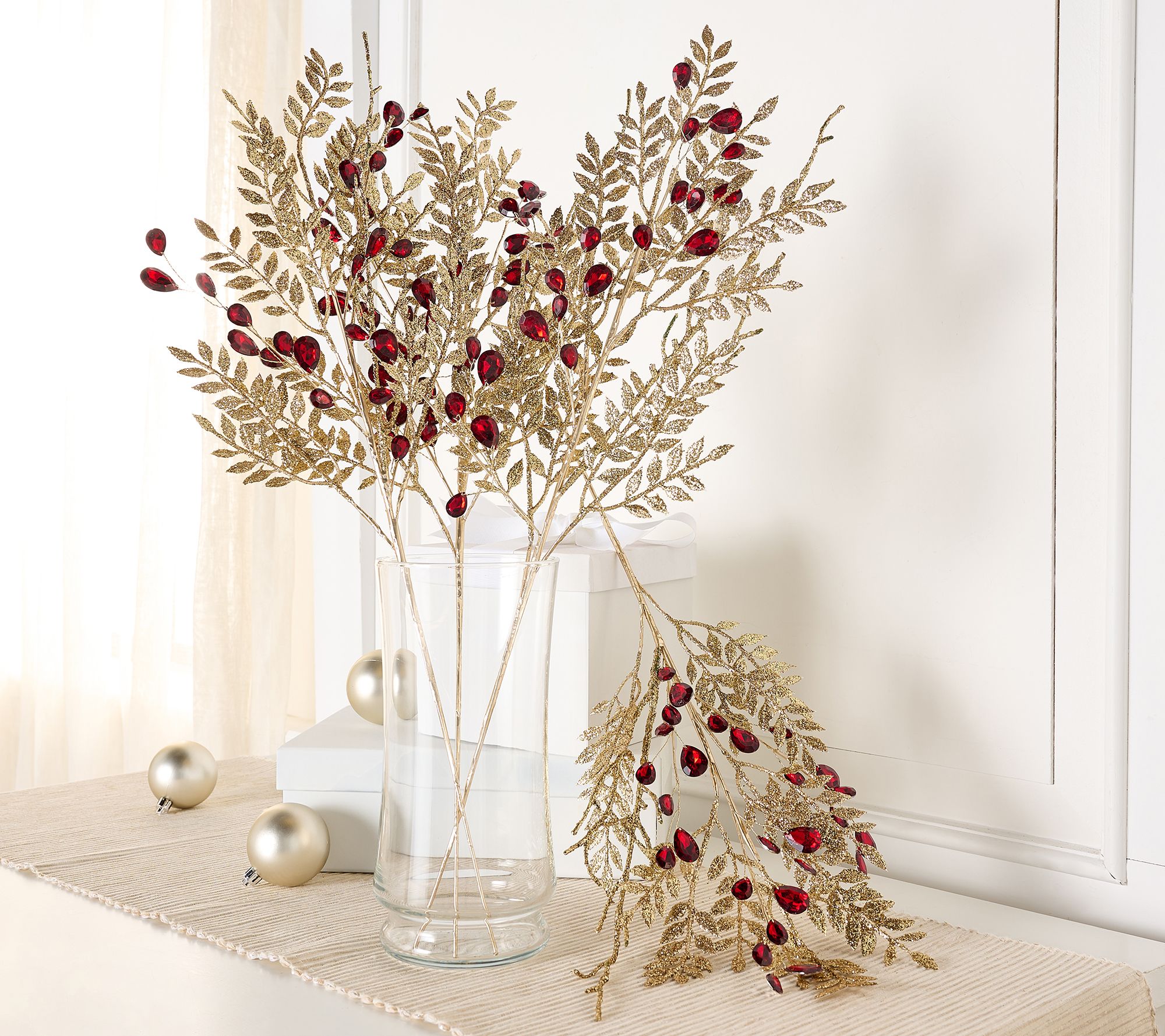 "As Is" Set of 4 Glittered Leaf & Faceted Gem Picks by Valerie - QVC.com