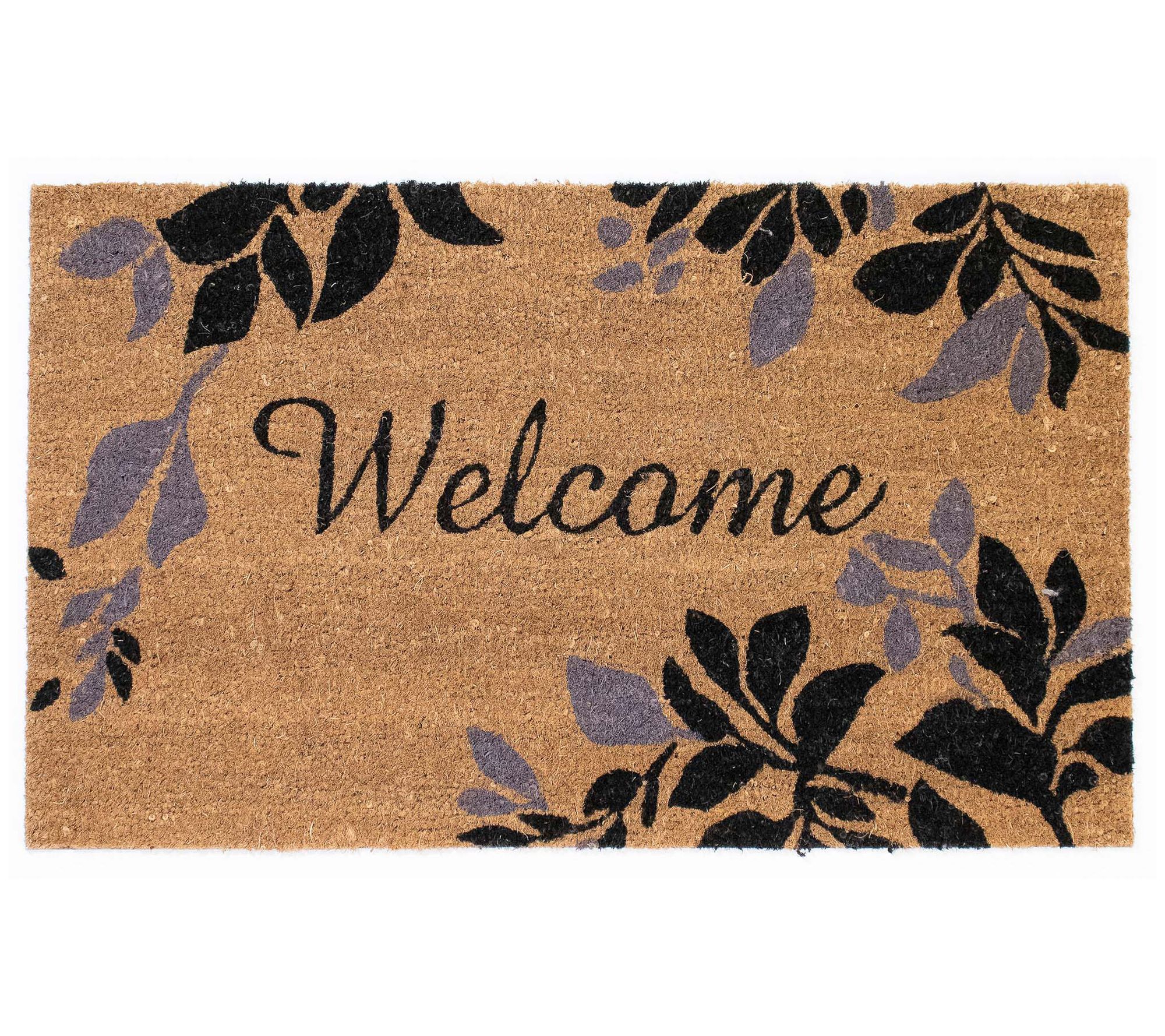 Liora Manne Natura Leaves Border Outdoor Mat Black 18" x 30" - QVC.com