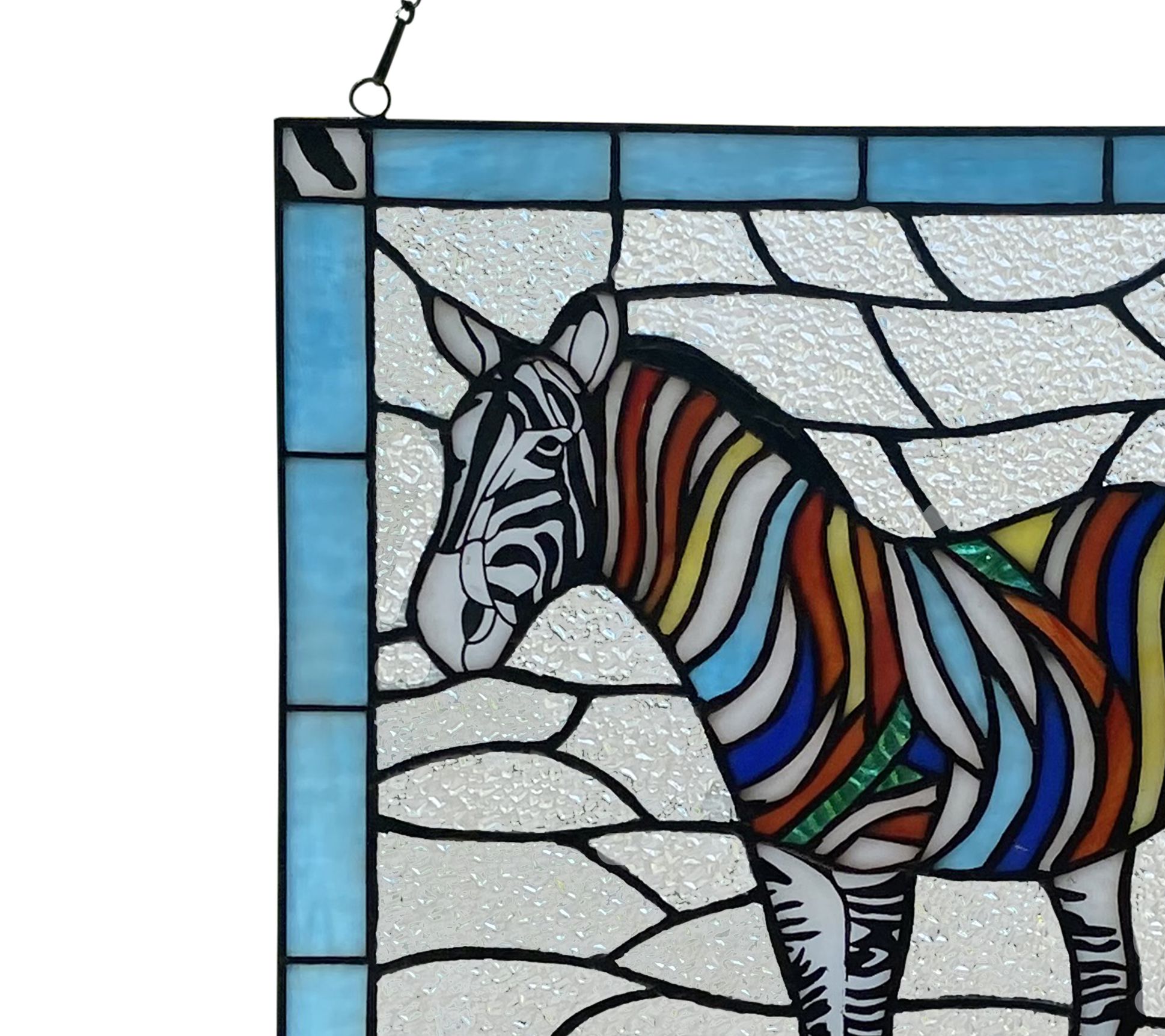 River of Goods 12" Rainbow Zebra Stained GlassWindow Panel - QVC.com