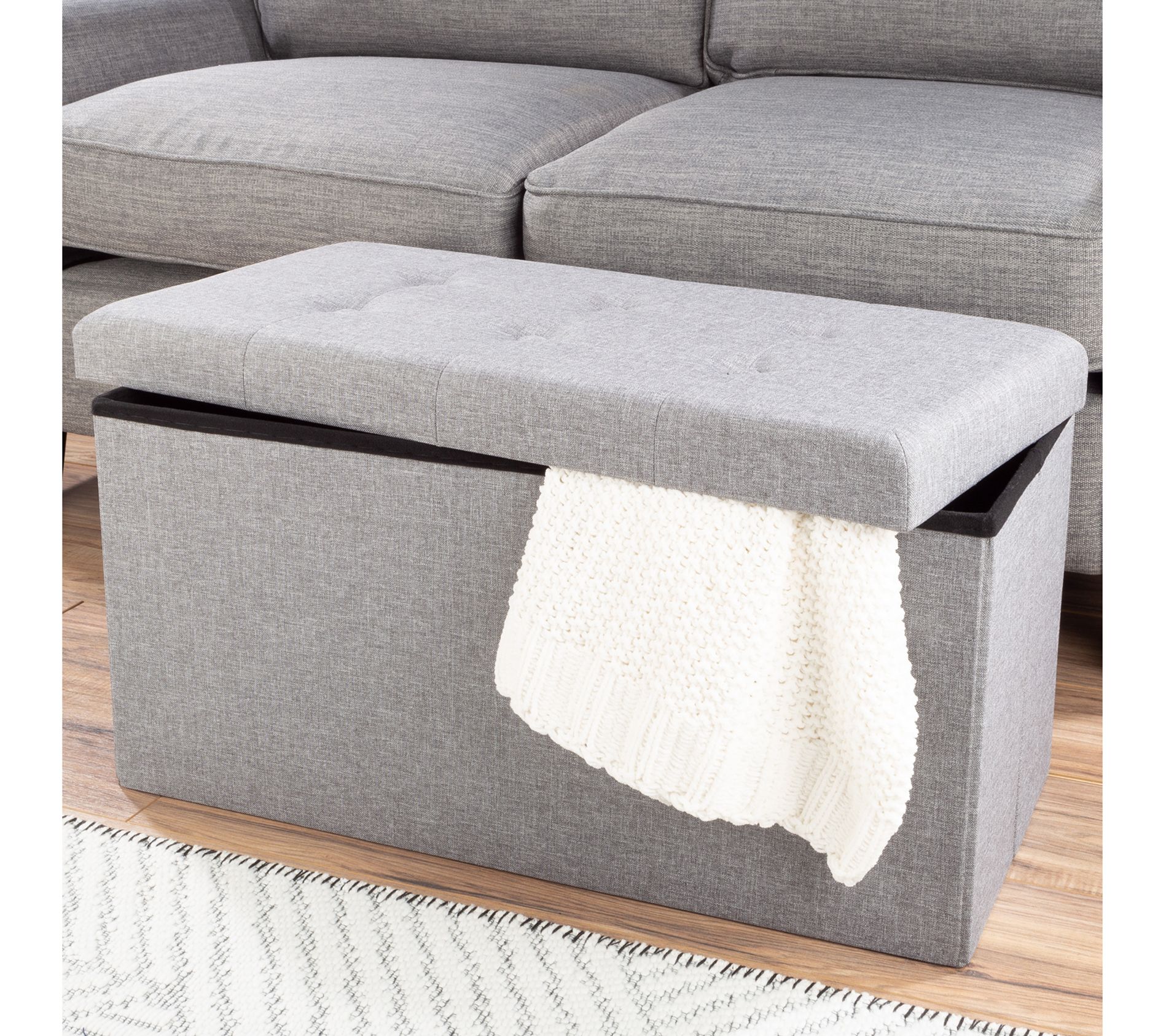 Lavish Home 2 Set 30" Folding Storage Ottoman w/Removable Bin - QVC.com