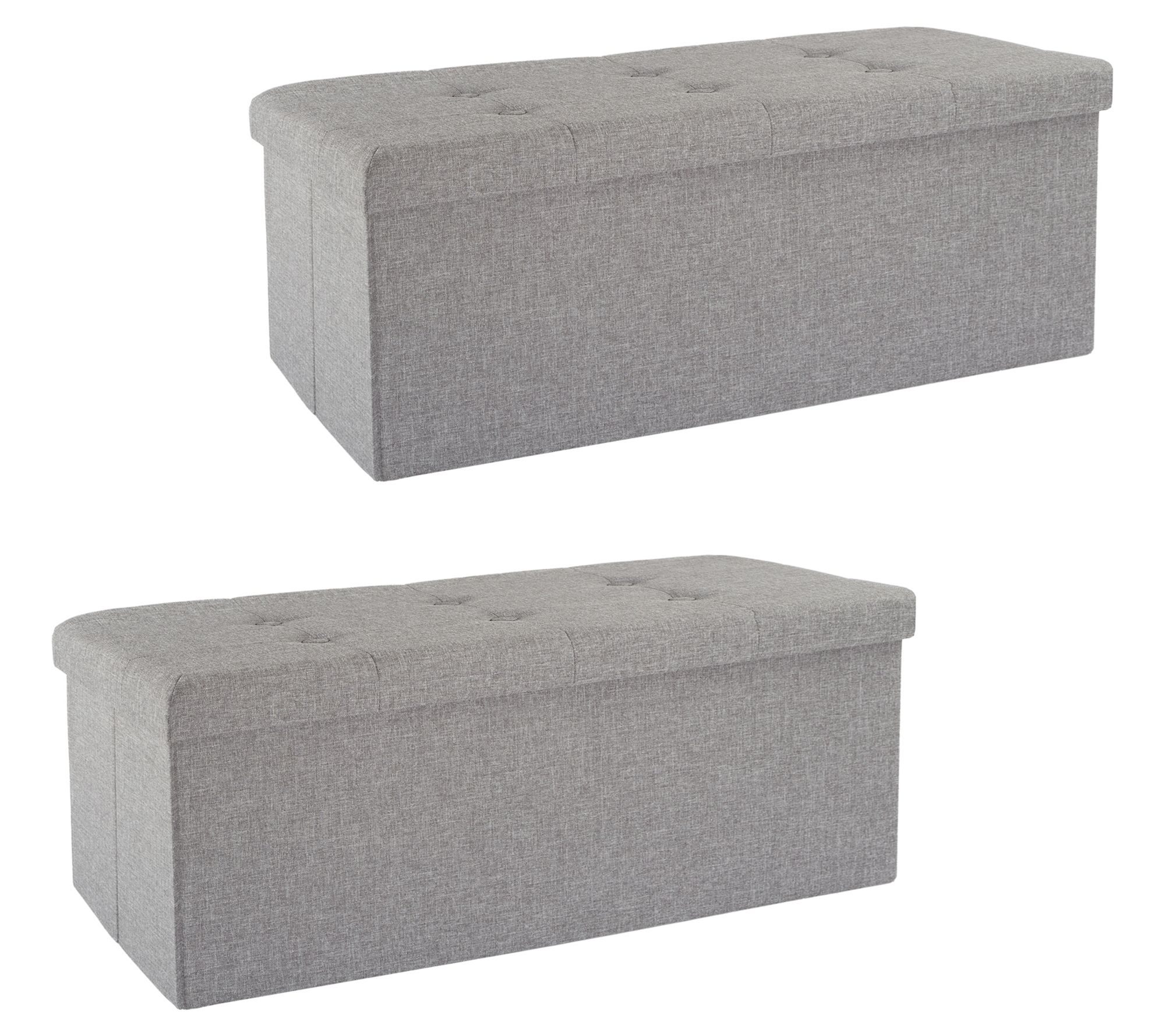 Lavish Home 2 Set 30" Folding Storage Ottoman w/Removable Bin - QVC.com