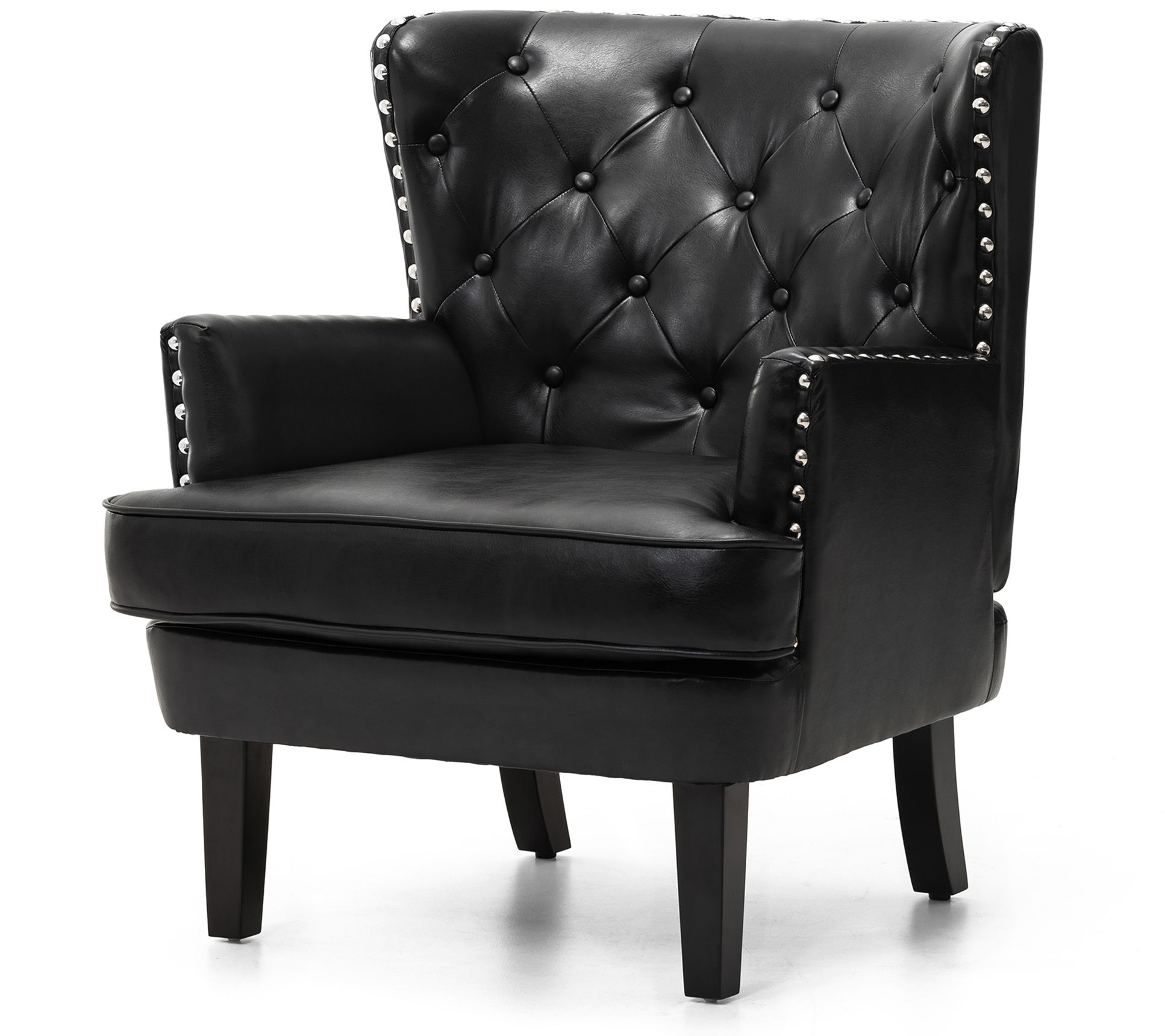 Glitzhome Mid Century Leatherette Button TuftedAccent Chair - QVC.com