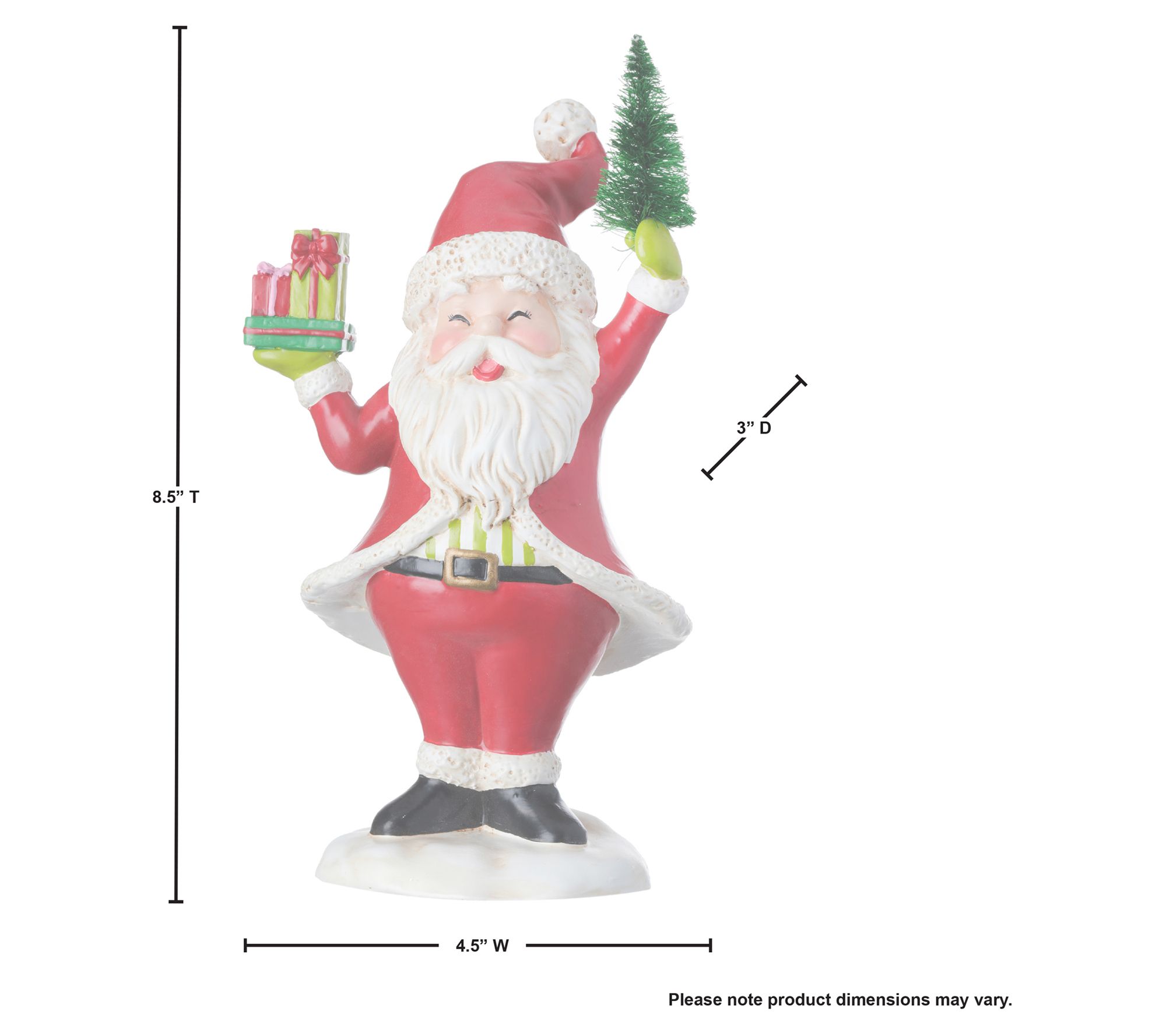 8.5" Santa Holding Packages And Tree by Valerie - QVC.com