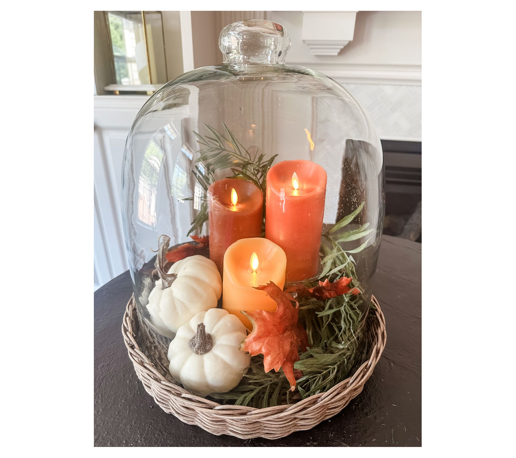 "As Is" Simply Stunning 13" Oversize Wicker & Glass Basket Cloche by ...