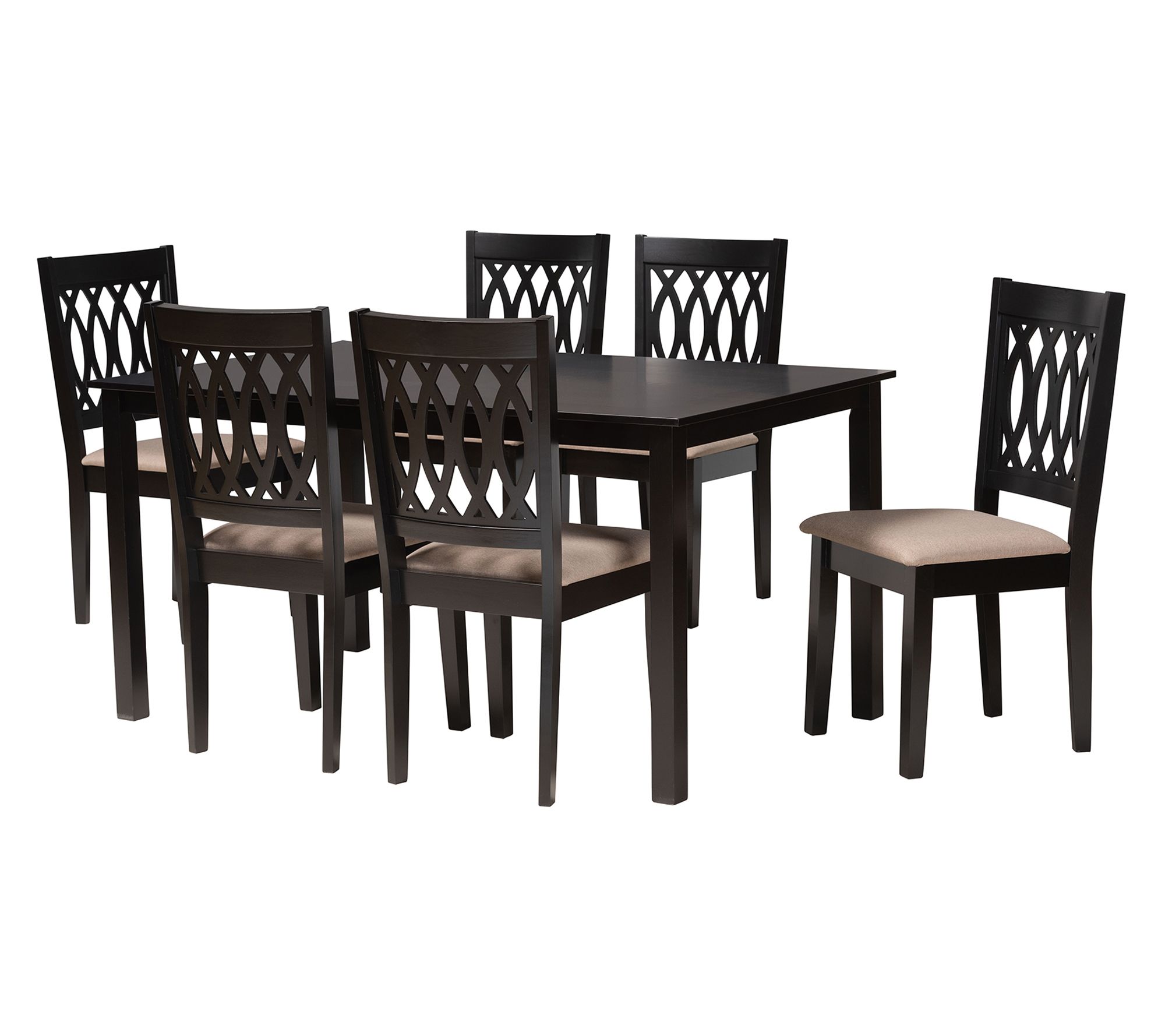 Baxton Studio Florencia Fabric and Wood 7-PieceDining Set - QVC.com