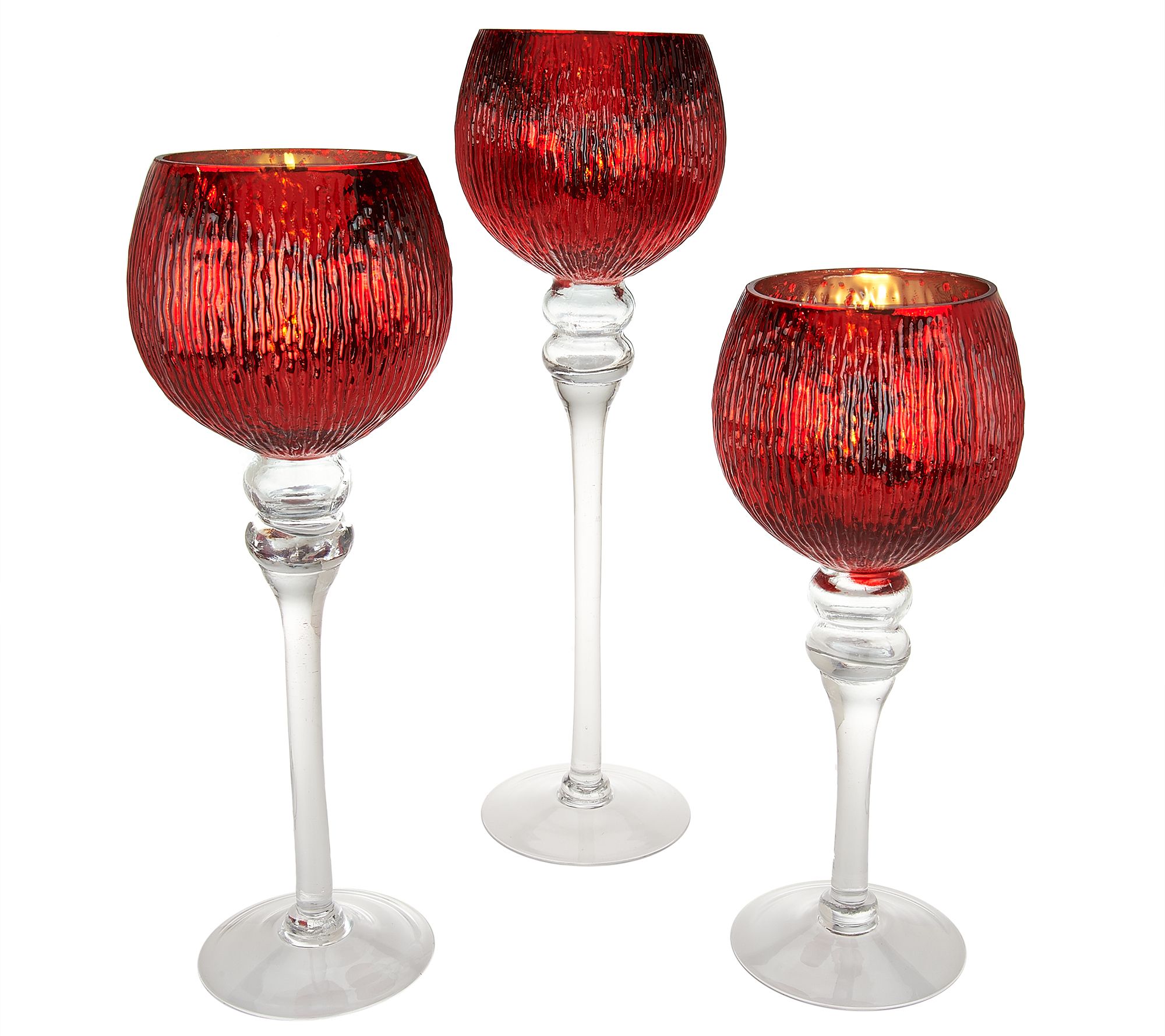 Set of 3 Illuminated Ribbed Goblets by Valerie - QVC.com