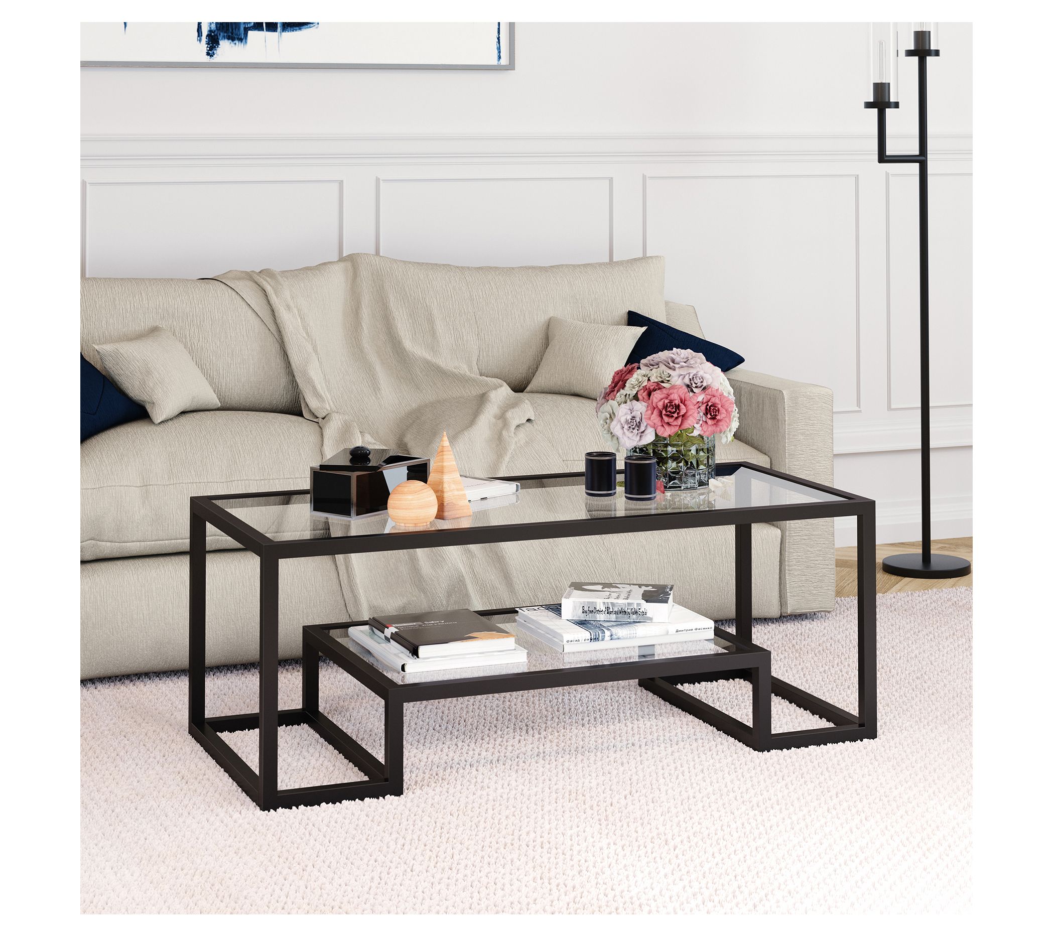 Hudson Canal Athena 45 Coffee Table With Bottom Shelf QVC