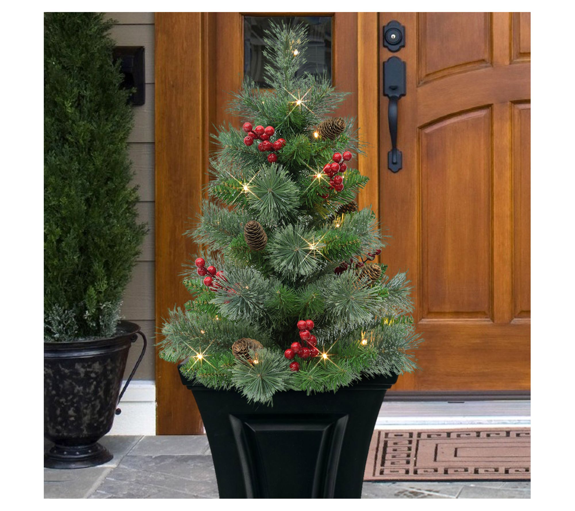 Puleo Set of (2) 30" Pre-Lit Artificial Fillerine Cones - QVC.com