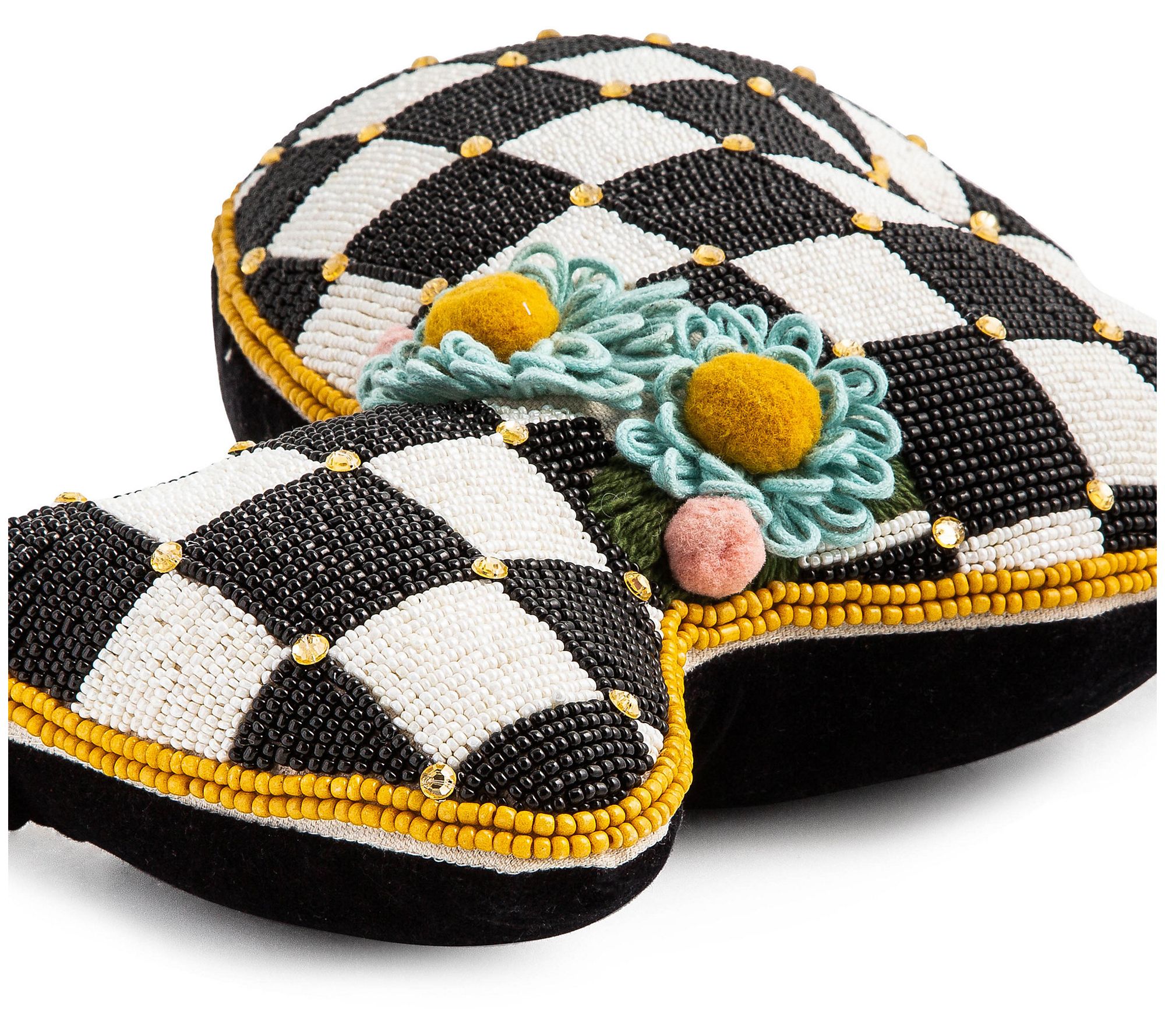 MacKenzie-Childs Beaded Bunny Shaped Throw Pill ow - QVC.com