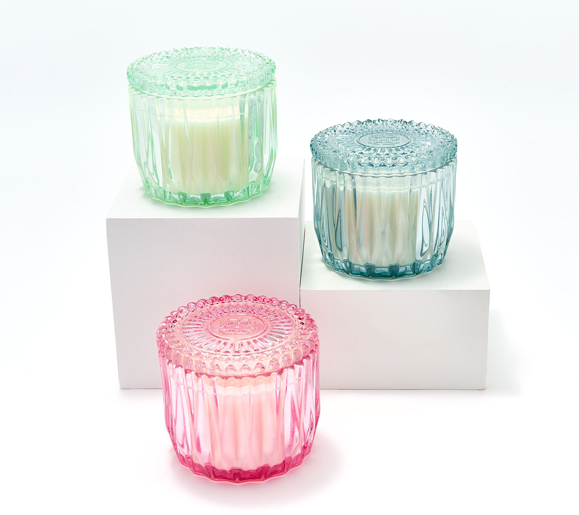HomeWorx by Slatkin + Co. Set of 3 Faceted Glass Candles - QVC.com
