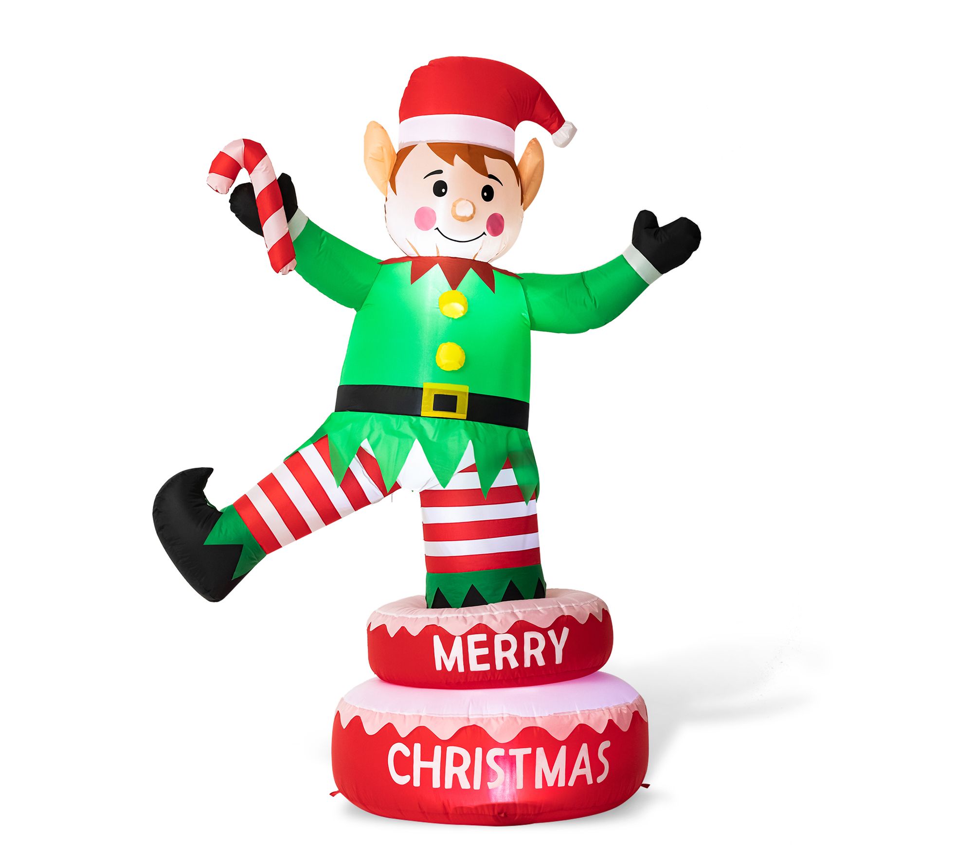 Glitzhome 6FT LED Lighted Rotating Elf Inflatable - QVC.com