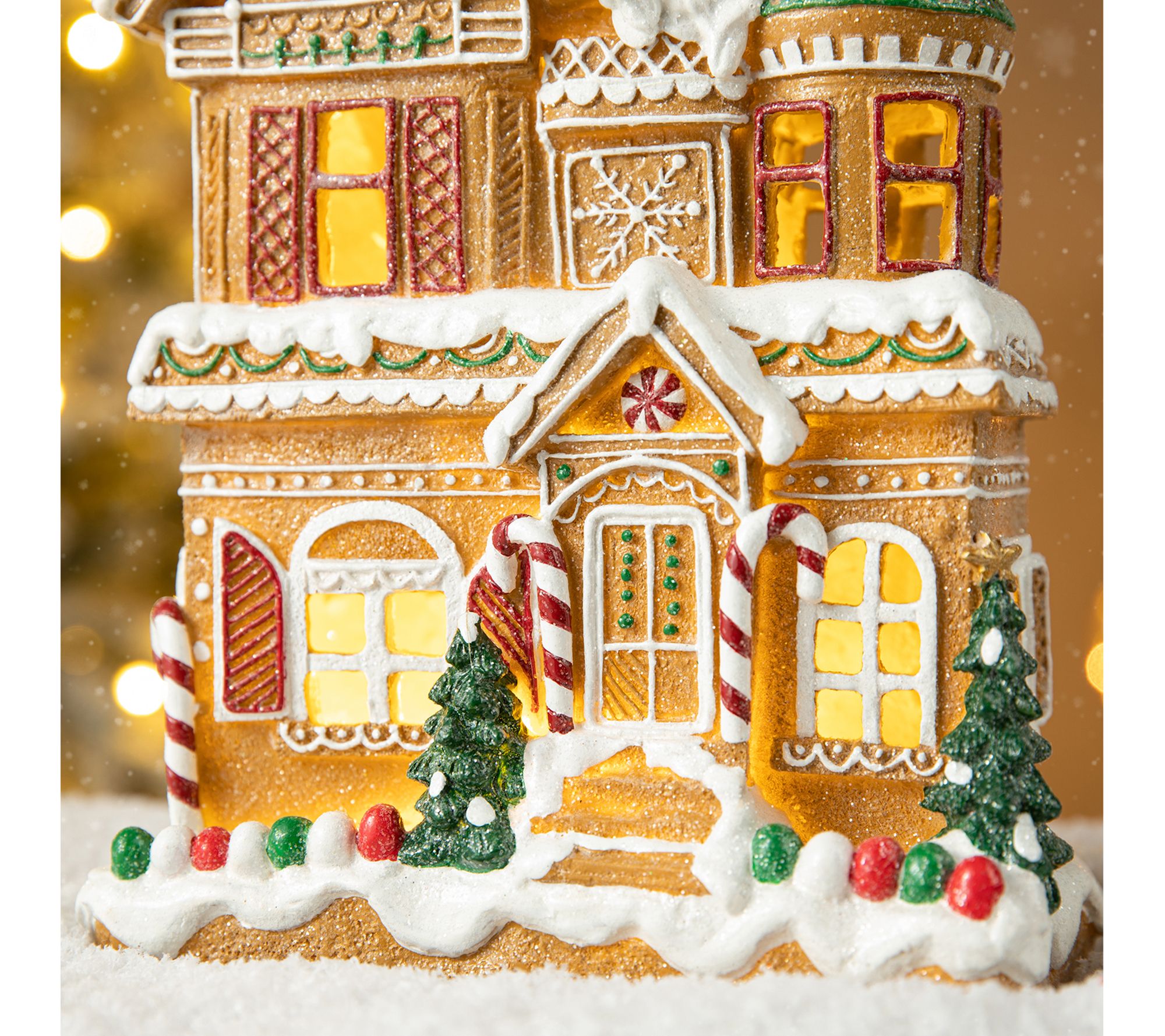Glitzhome 12"H Lighted Christmas Gingerbread House Table Decor - QVC.com