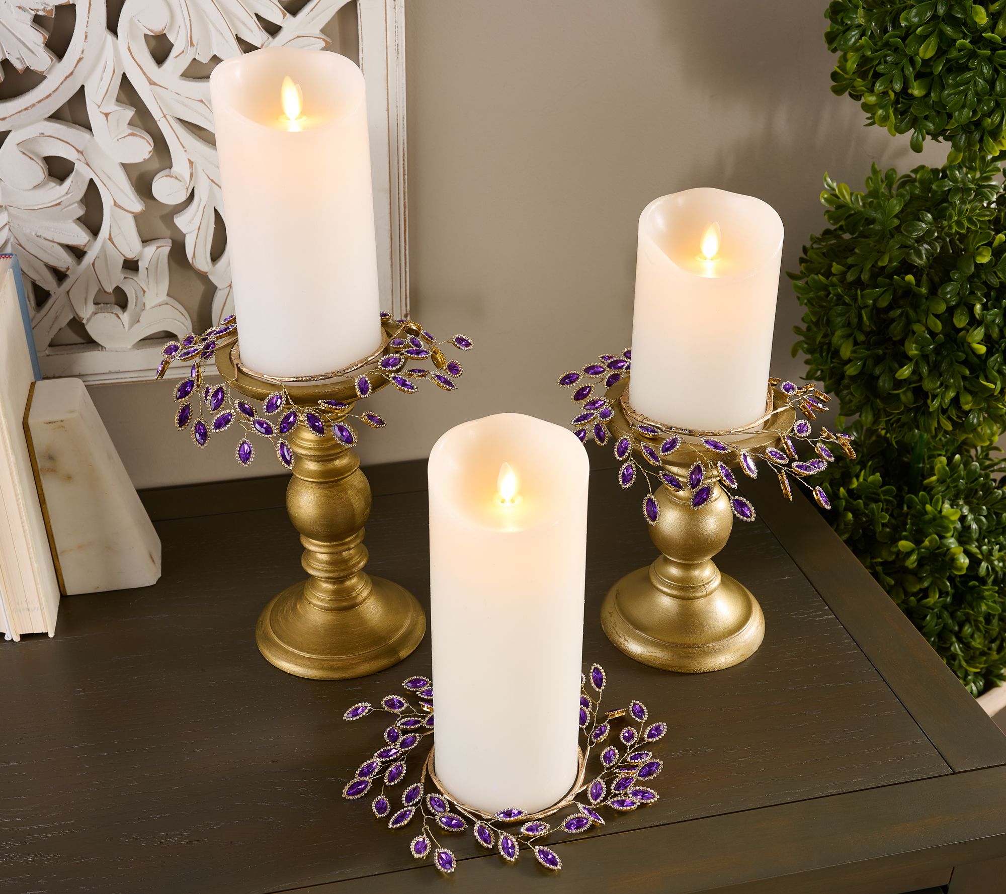 Set of 3 Faceted Gem Candle Rings by Valerie - QVC.com