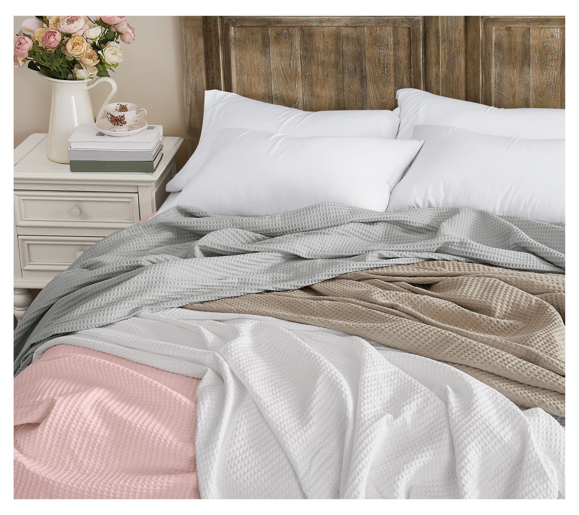 The Farmhouse b y Rachel Ashwel l Cotton Waffle 50x60 Throw - QVC.com