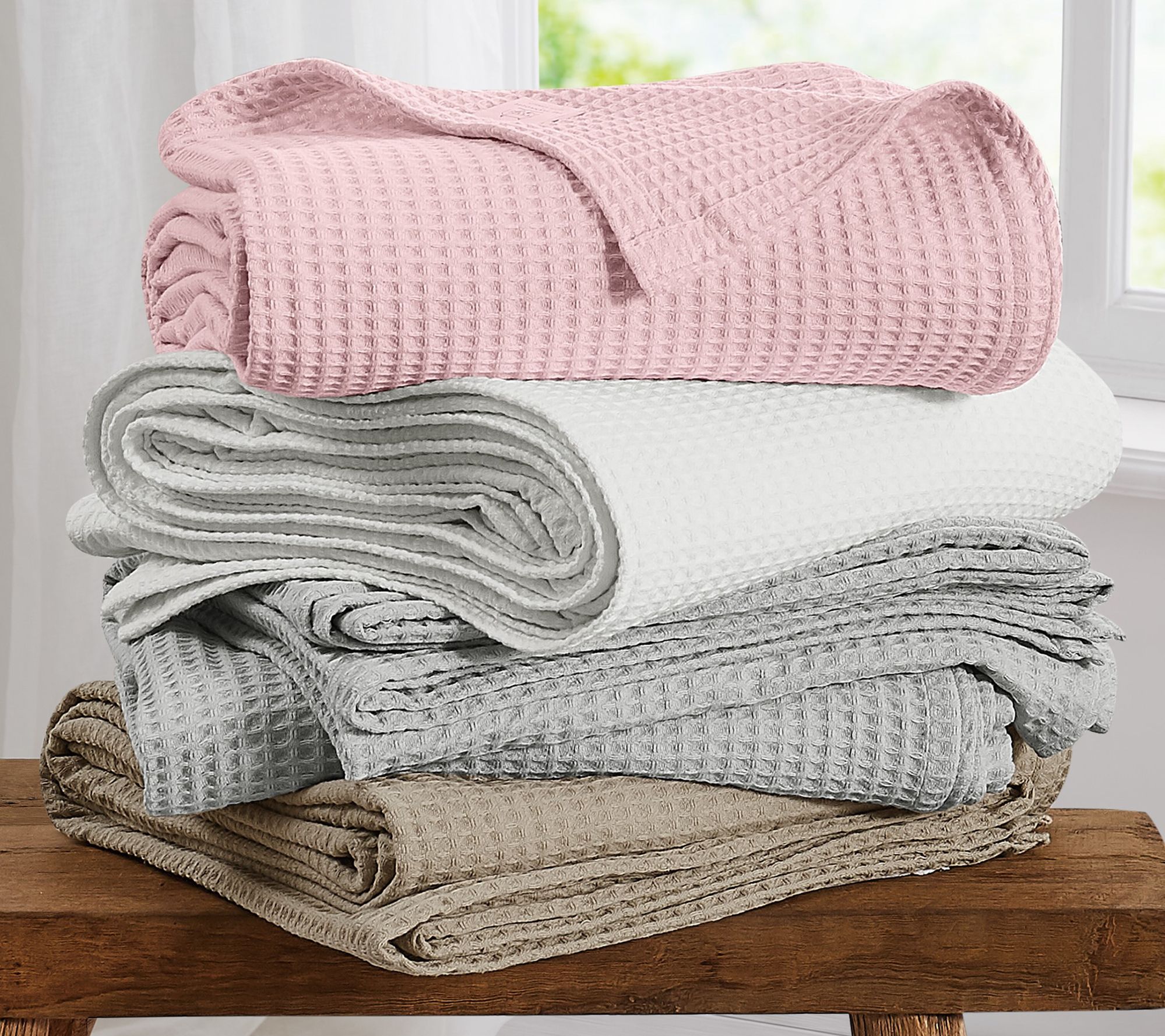 The Farmhouse b y Rachel Ashwel l Cotton Waffle 50x60 Throw - QVC.com