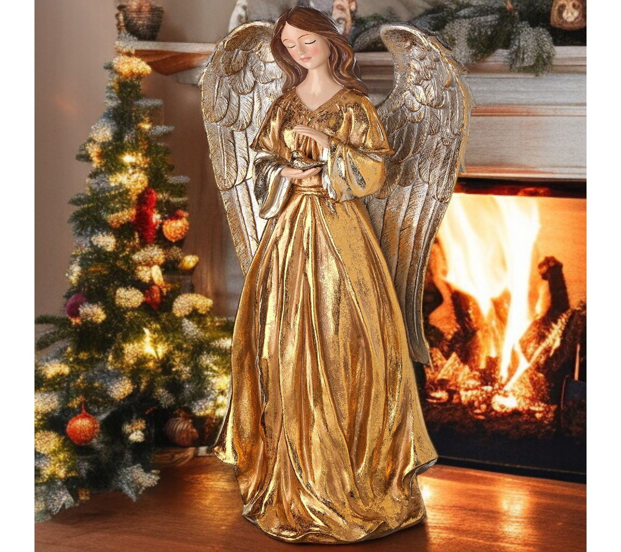 RC Home Decor Gold Angel Figurine Elegant Christmas Decoration - QVC.com