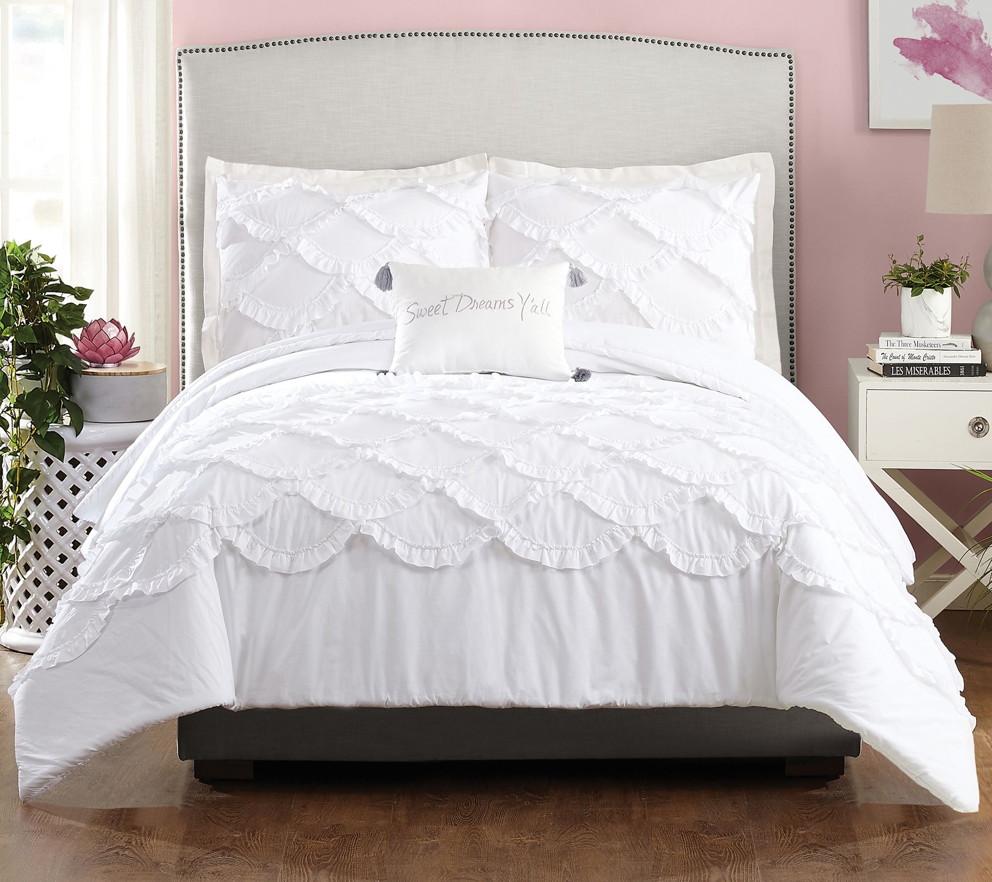 Jessica Simpson Ruffled Scallop Twin/TXL Comforter Set - QVC.com