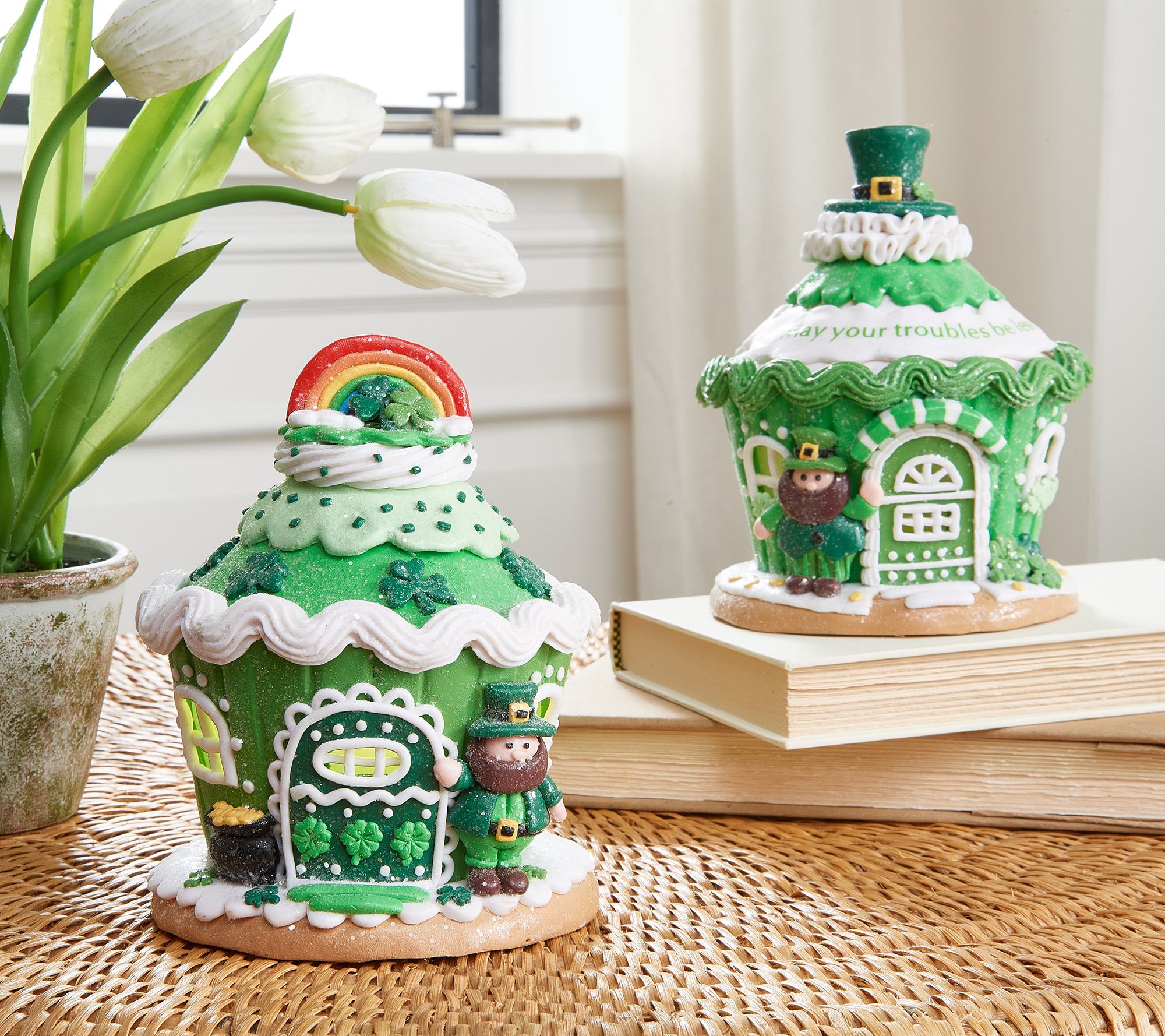 "As Is" 2-Piece St. Patricks Day Cupcake Houses by Valerie - QVC.com