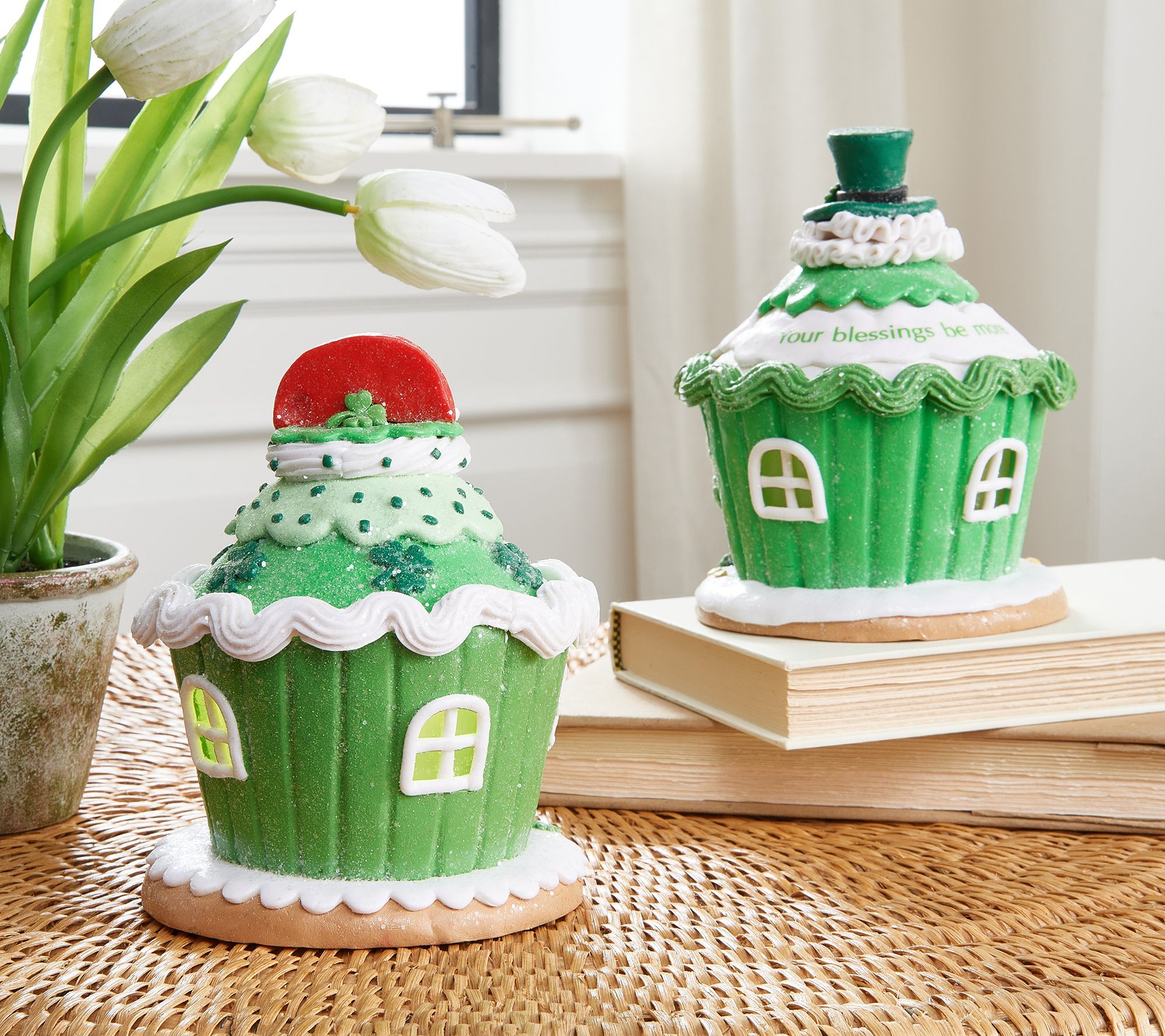 "As Is" 2-Piece St. Patricks Day Cupcake Houses by Valerie - QVC.com