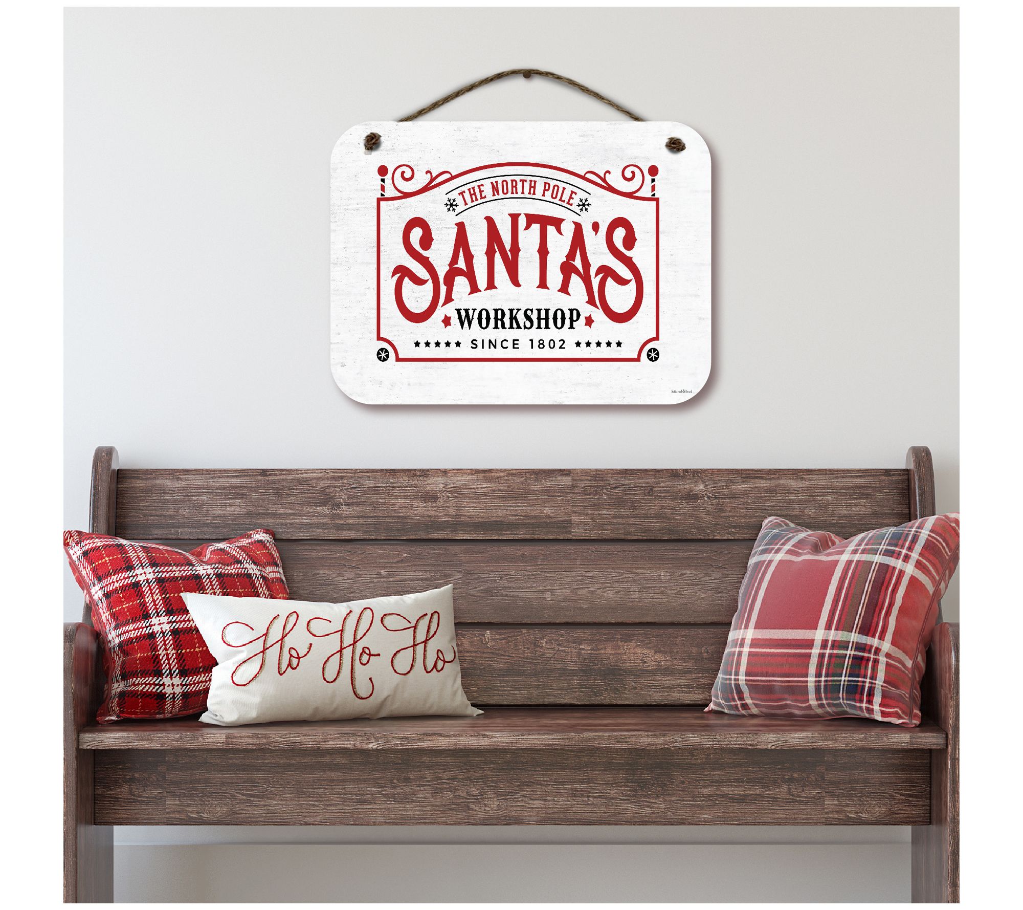 Courtside Market Santas Workshop 12x16 Hanging Sign - QVC.com