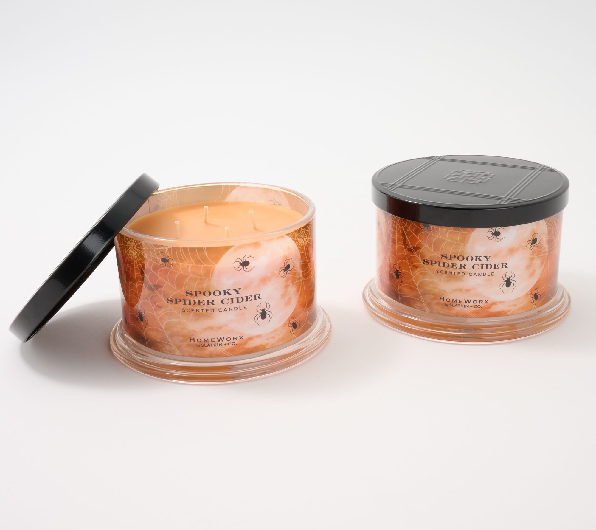 "As Is"HomeWorx by Slatkin & Co S/2 Spooky Spider Cider 18oz Candles ...