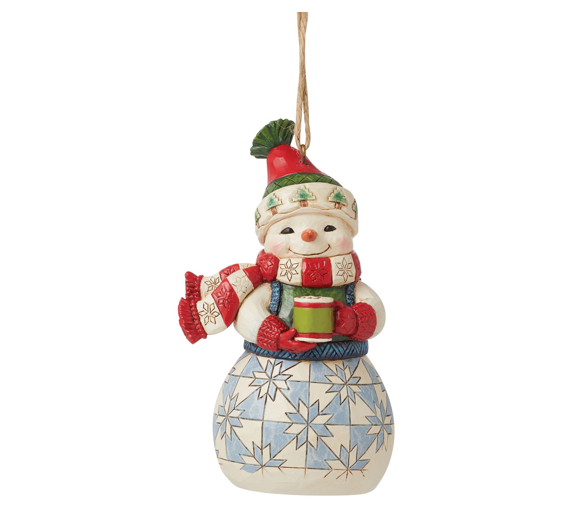 Jim Shore Snowman with Cocoa Ornament - QVC.com