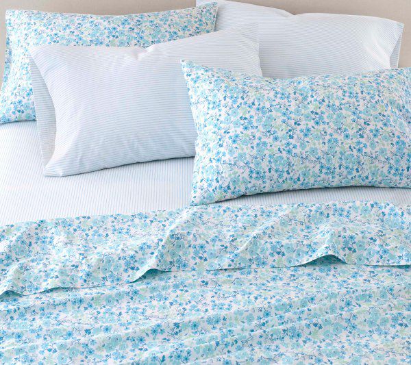 Laura Ashley Ja ynie - Cotton B lue Queen Sheet Set - QVC.com