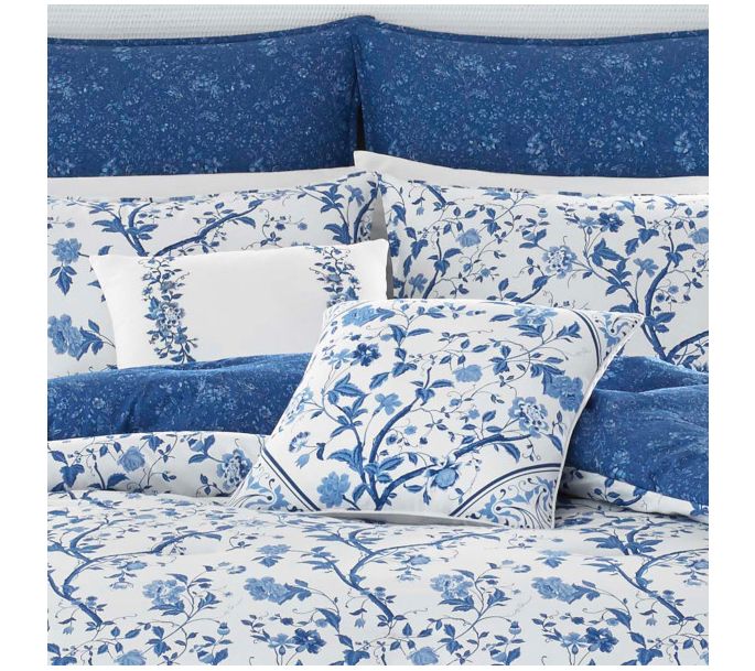 Laura Ashley El ise Navy King C omforter Bonus Set - QVC.com