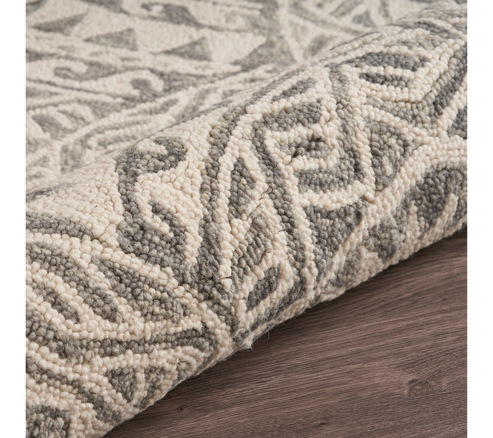 Ox Bay Gray Geometric Mosaic Wool Indoor 6' Round Rug - QVC.com