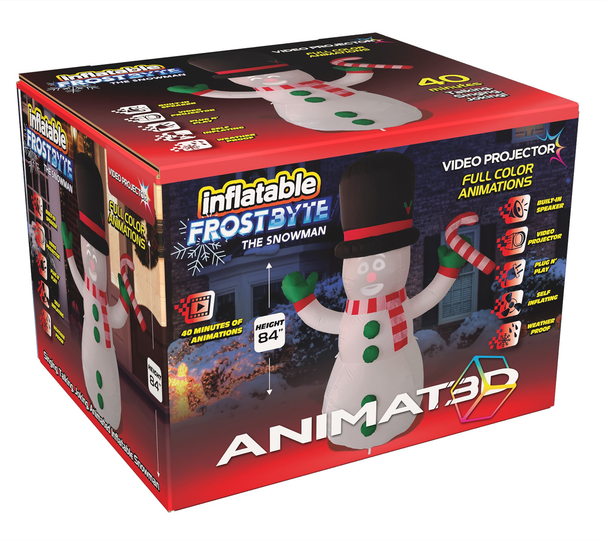 Frostbyte 7' Inflatable Animated Talking Snowman - QVC.com