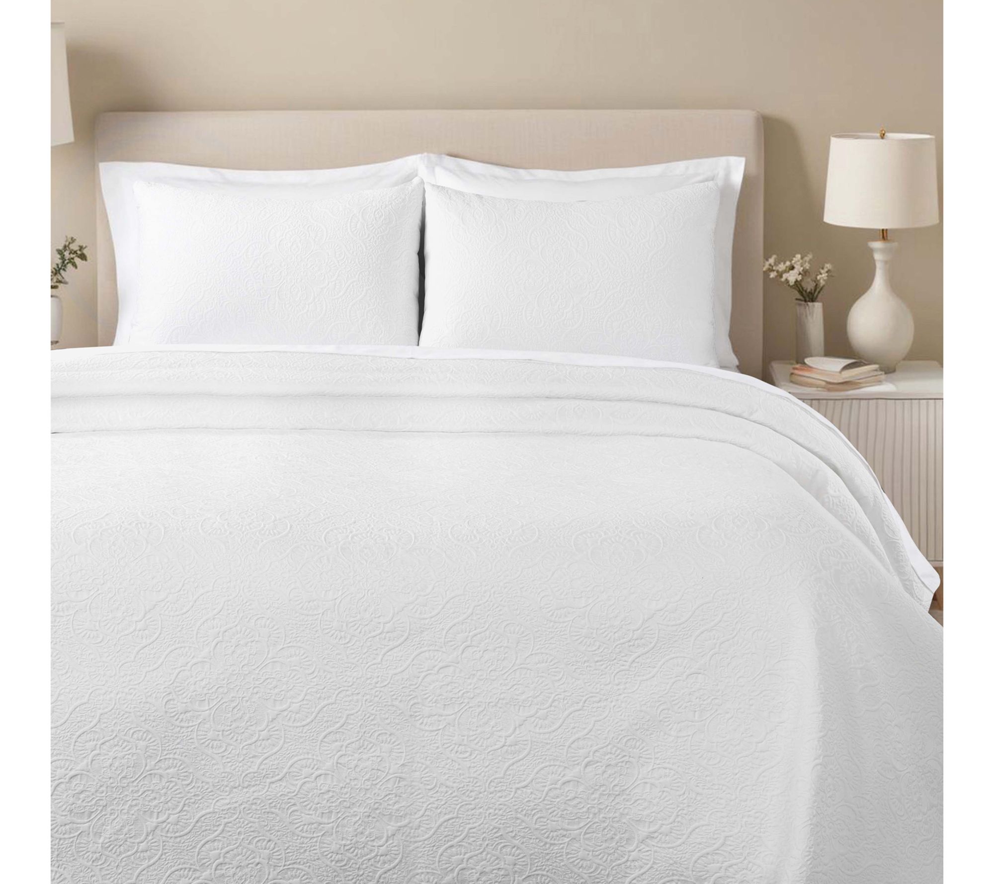 Superior Enzy Floral Matelasse Bedspread and Sham Set, King - QVC.com