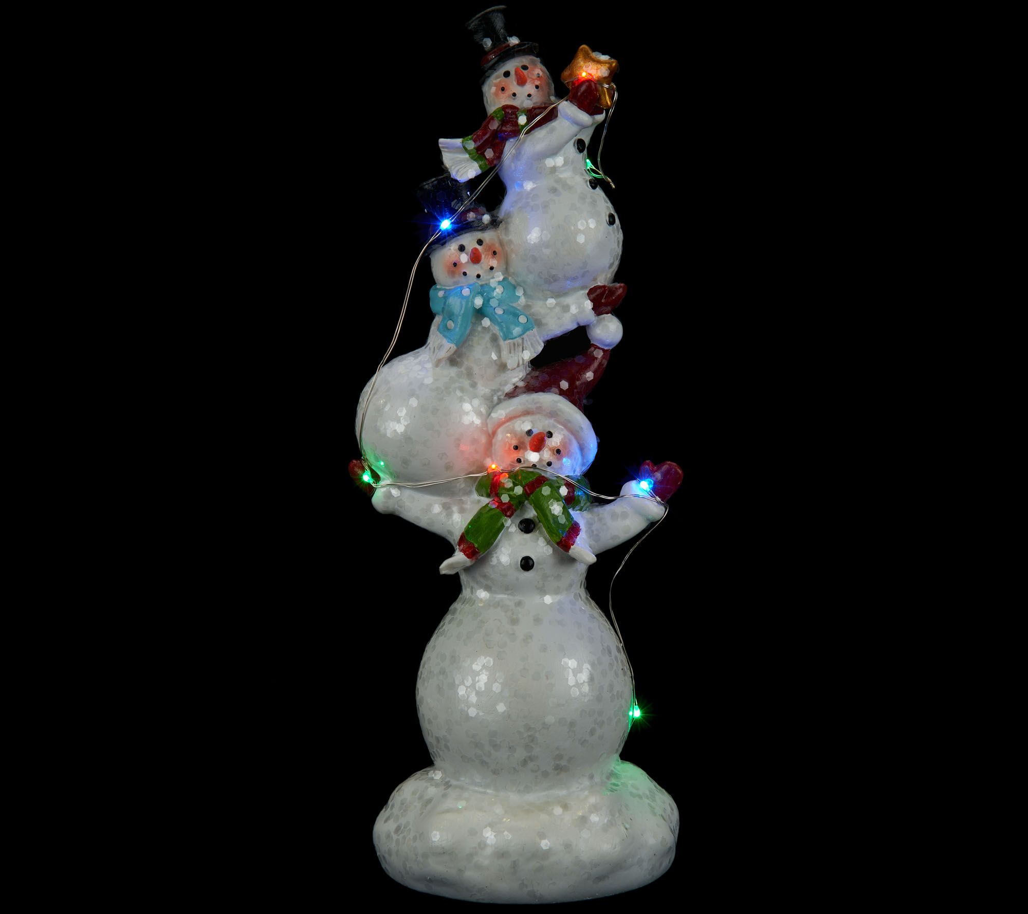 Kringle Express Illuminated Holiday Snowmen Trio with Light Strand ...