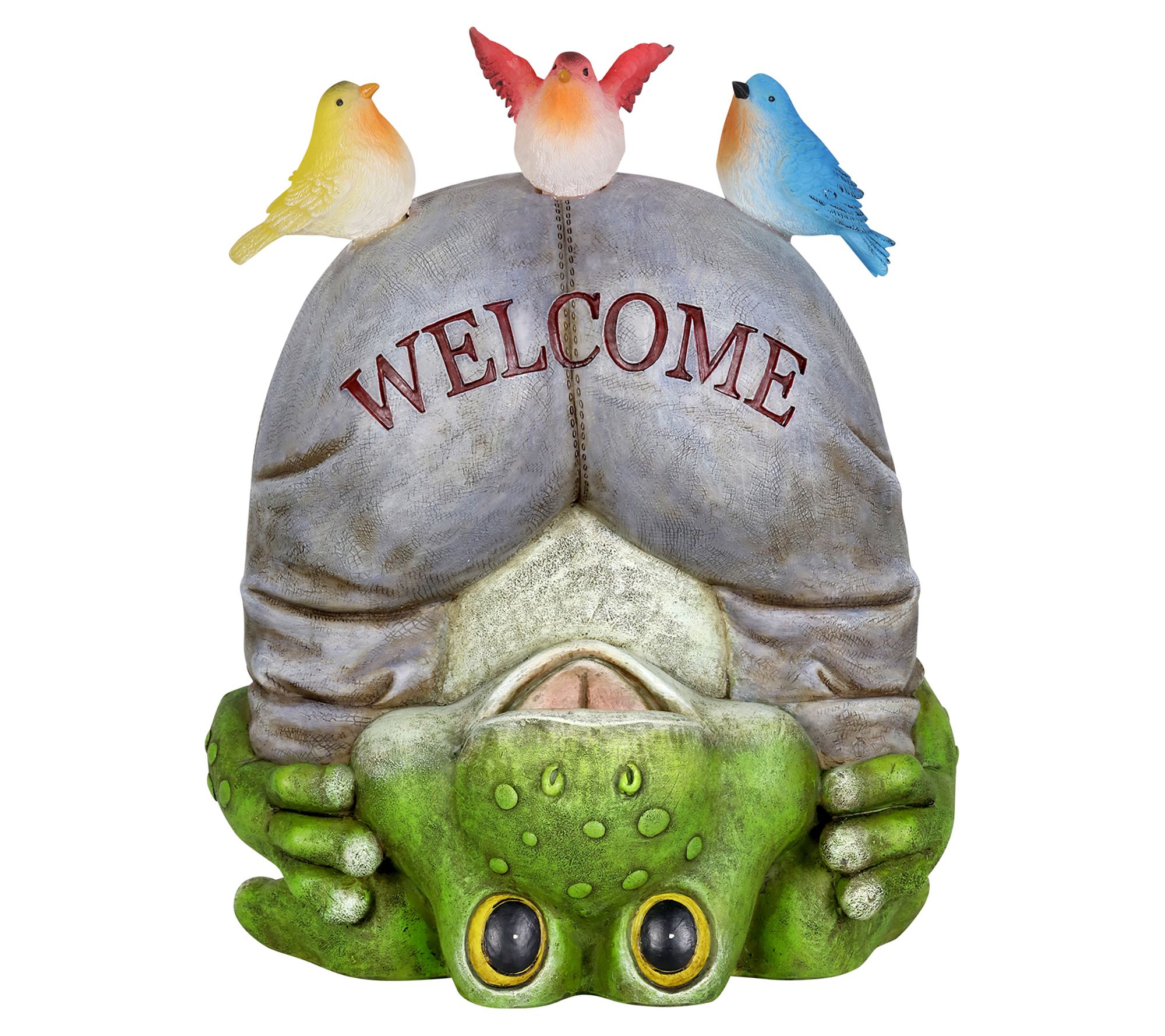 Solar LED Welcome Frog with Birds - QVC.com
