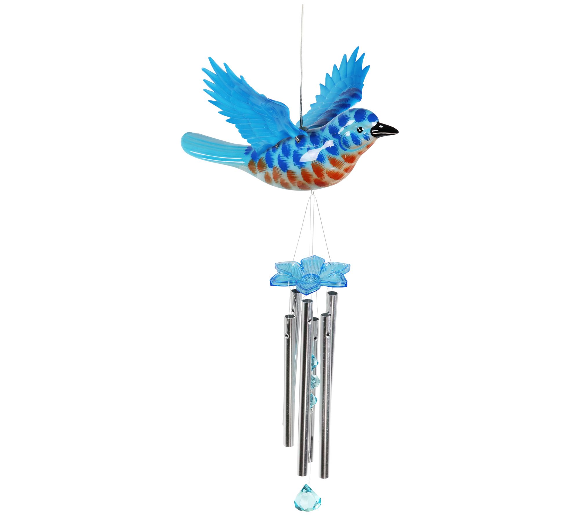 Exhart Solar Bluebird Fluttering Wings Wind Chime - QVC.com