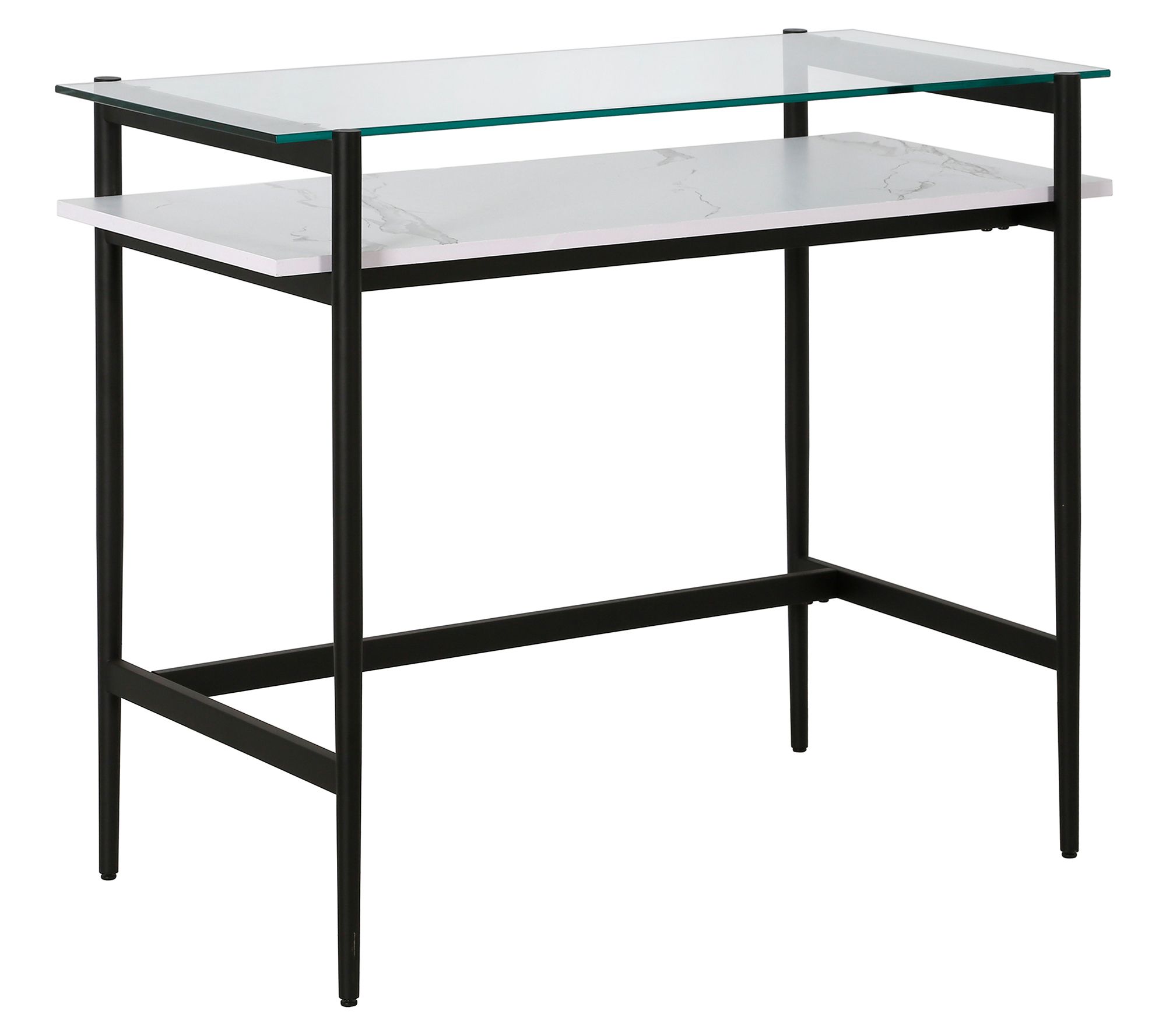 Hudson & Canal Eaton 36'' Wide Desk with Faux Marble Shelf - QVC.com