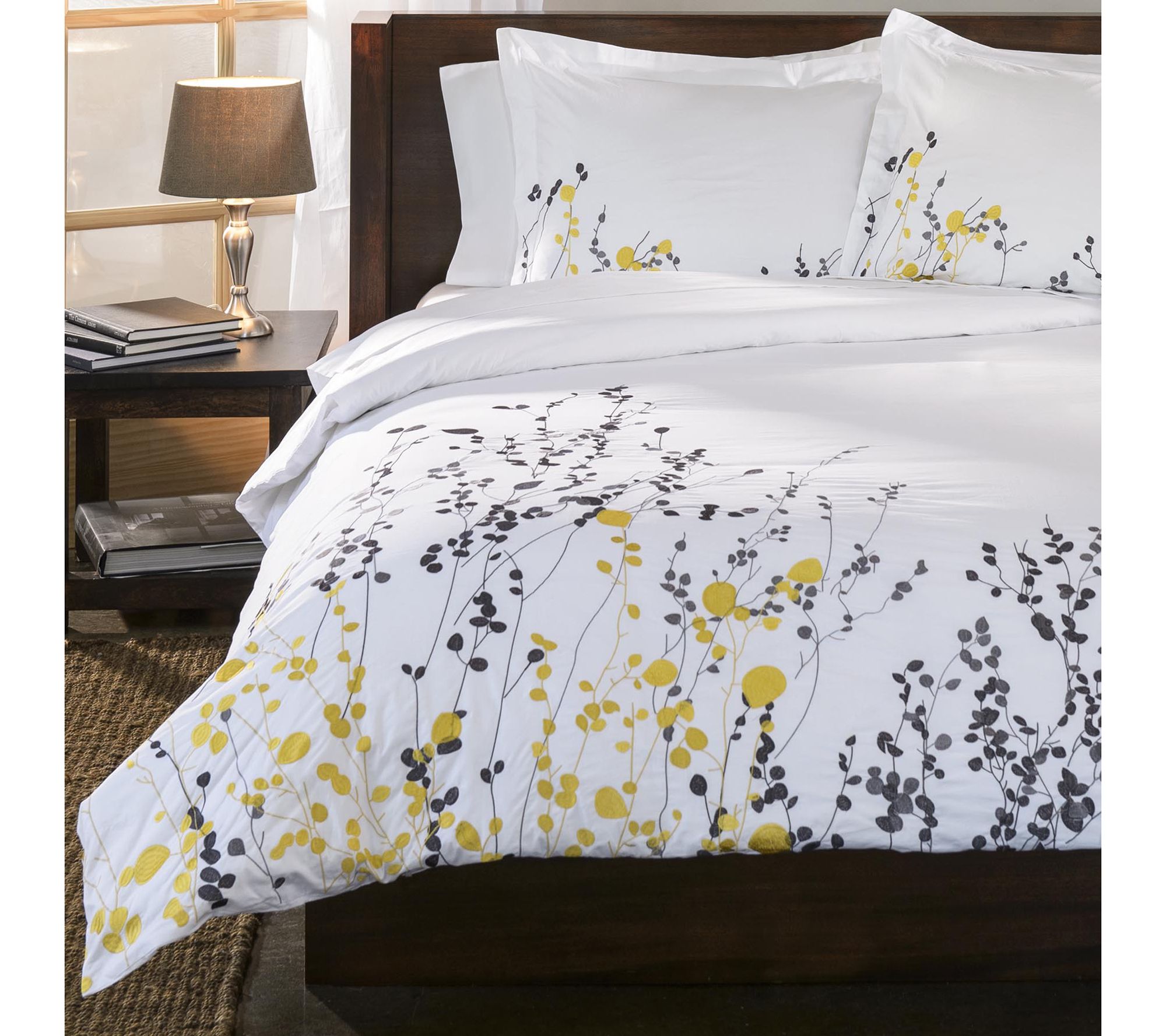 Superior 3-PC Reed Floral Cotton Duvet Cover Set, Full/Queen - QVC.com
