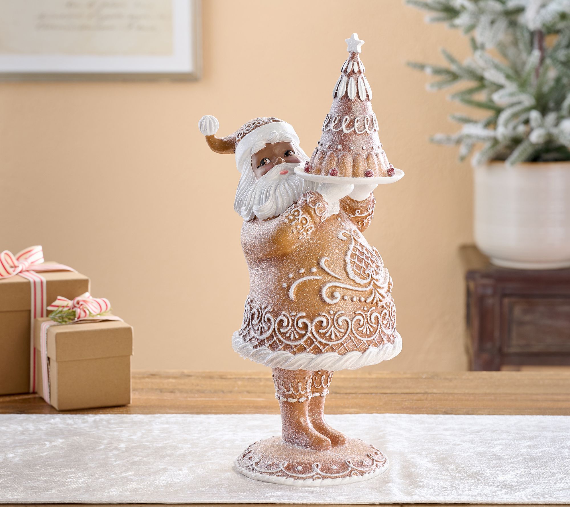"As Is" 17" Baking Gingerbread Lace Santa Figure - QVC.com
