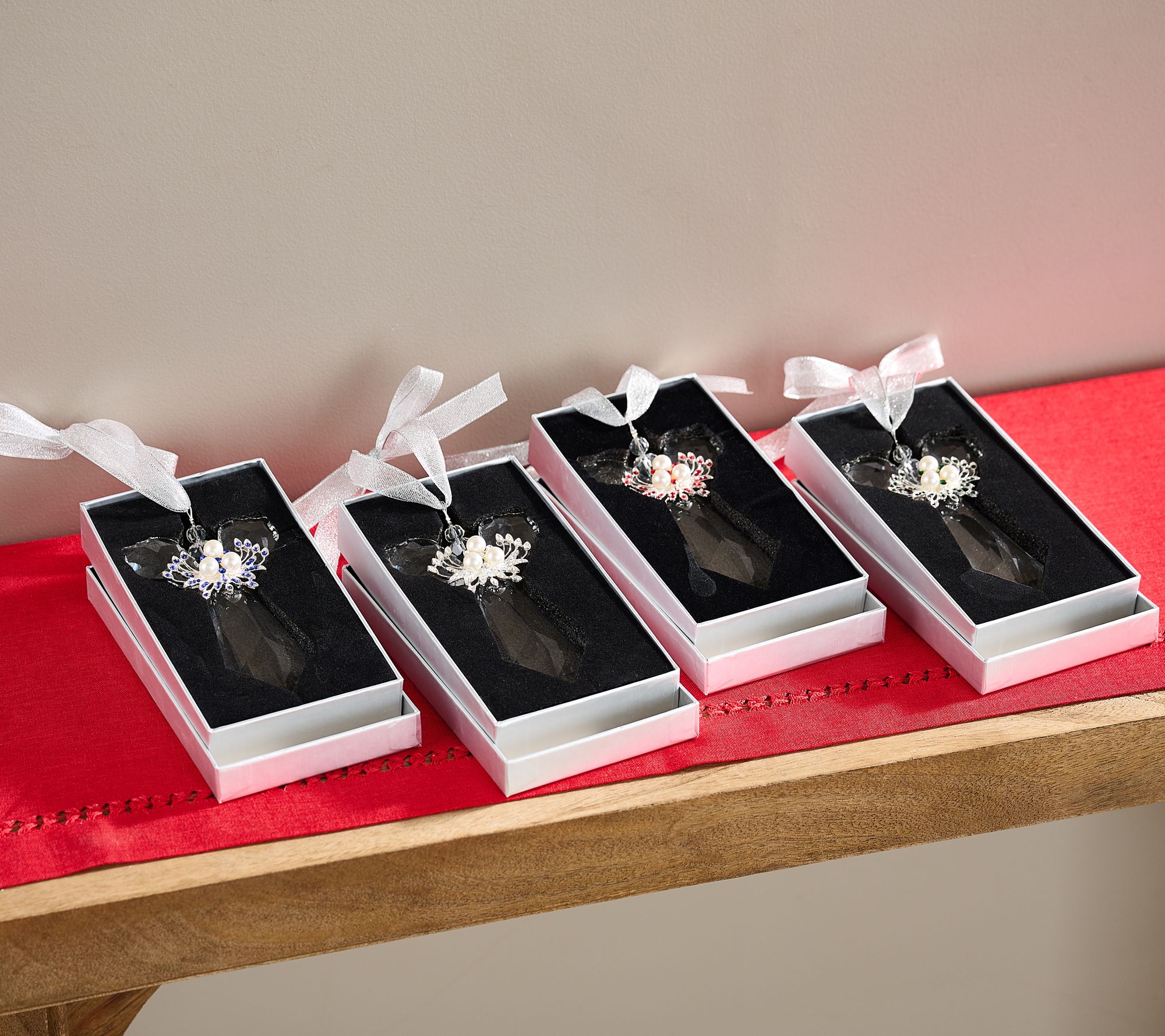 Set of 4 Faceted Glass Angel Ornaments by Valerie - QVC.com