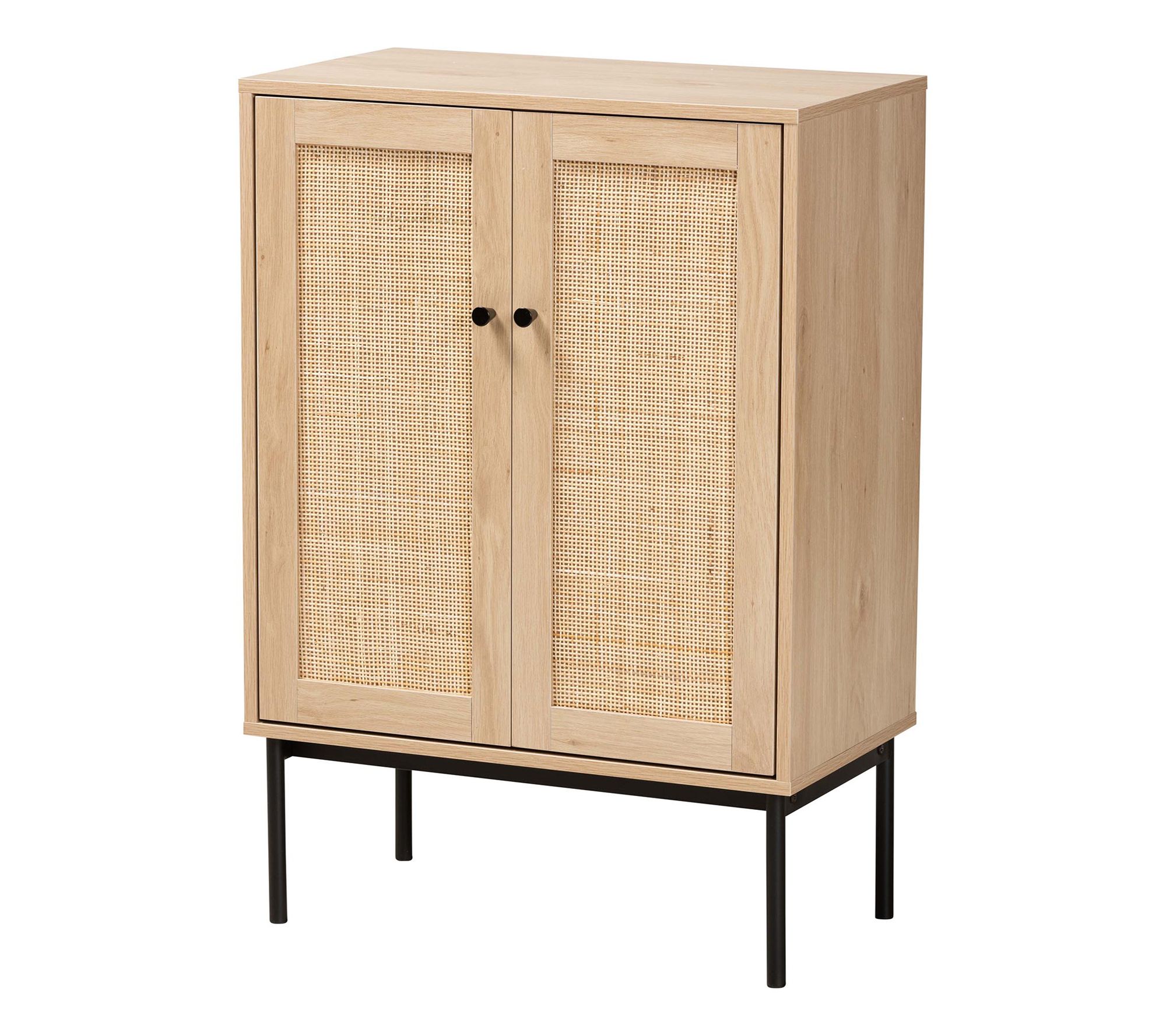 Baxton Studio Sherwin Light Brown 2-Door WovenRattan Cabinet - QVC.com