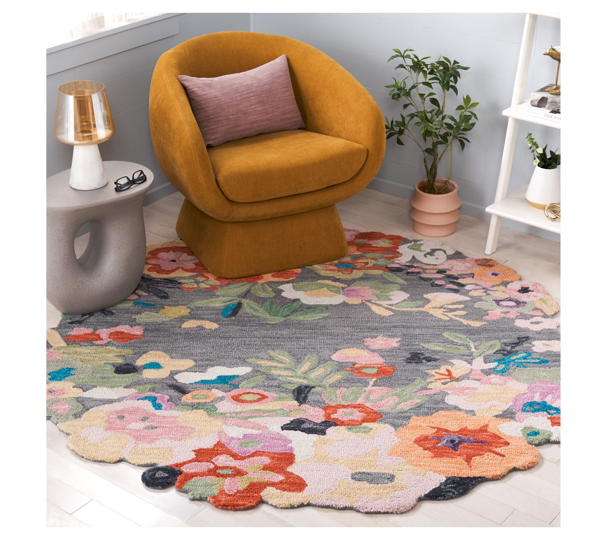 Safavieh Garden Wave Hand Tuft ed Wool 6' x 6' Round Rug - QVC.com