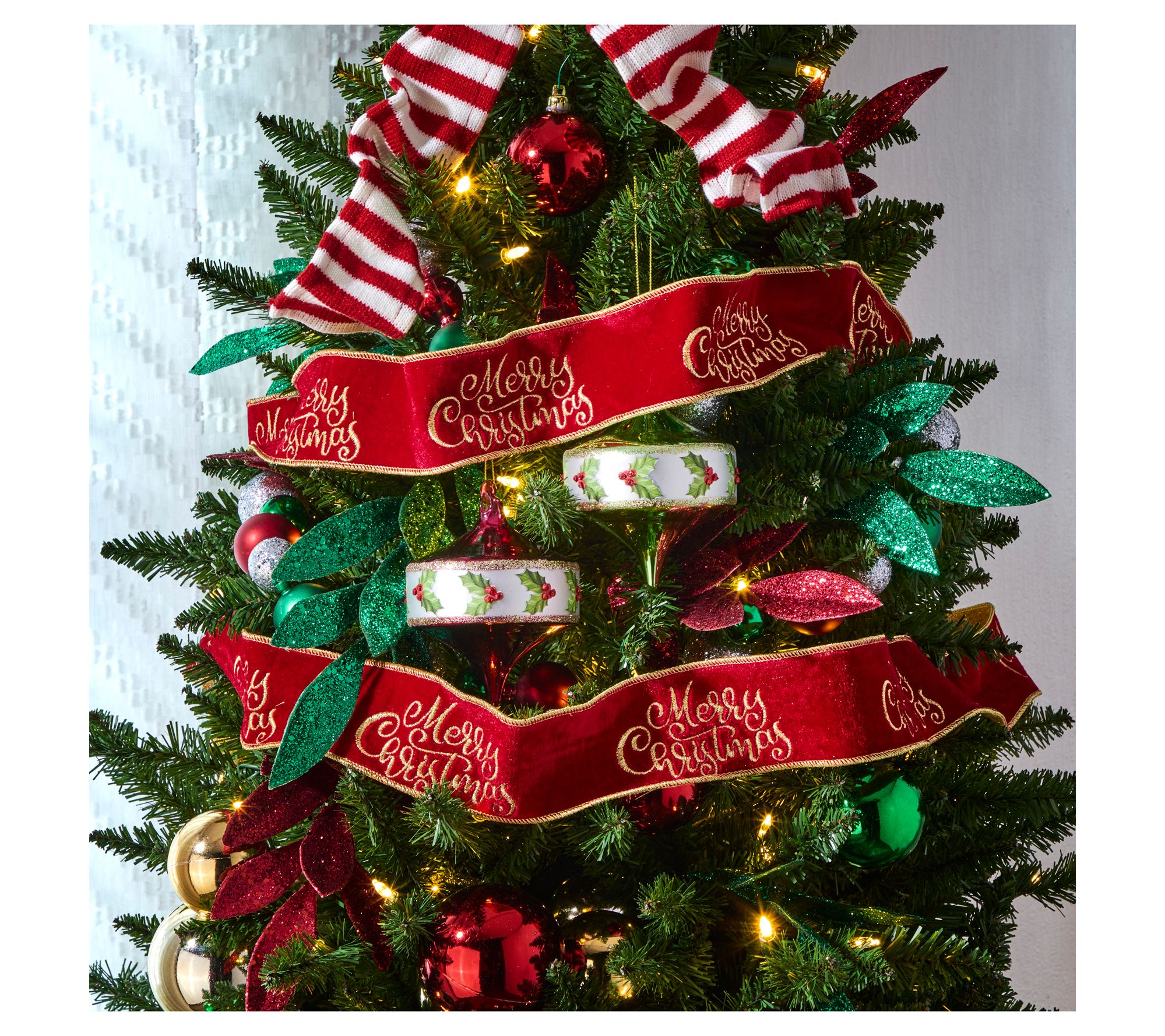 2.5" x 10-Yard Velvet "Merry Christmas" Ribbonby Valerie - QVC.com