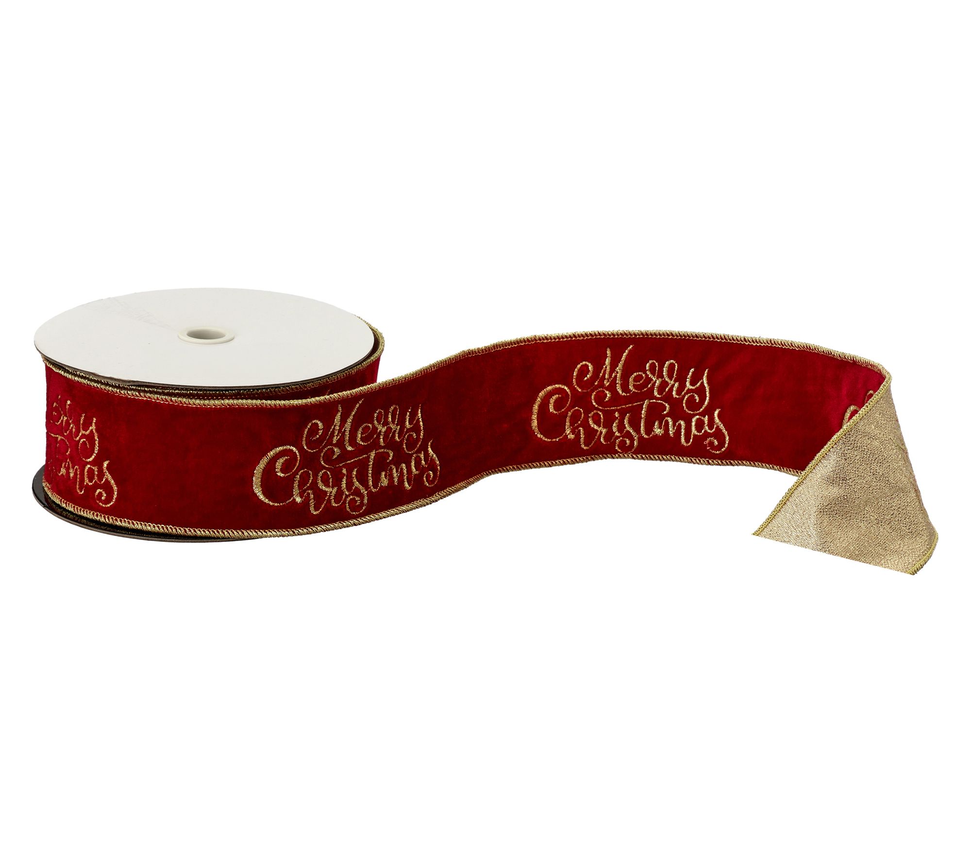 2.5" x 10-Yard Velvet "Merry Christmas" Ribbonby Valerie - QVC.com