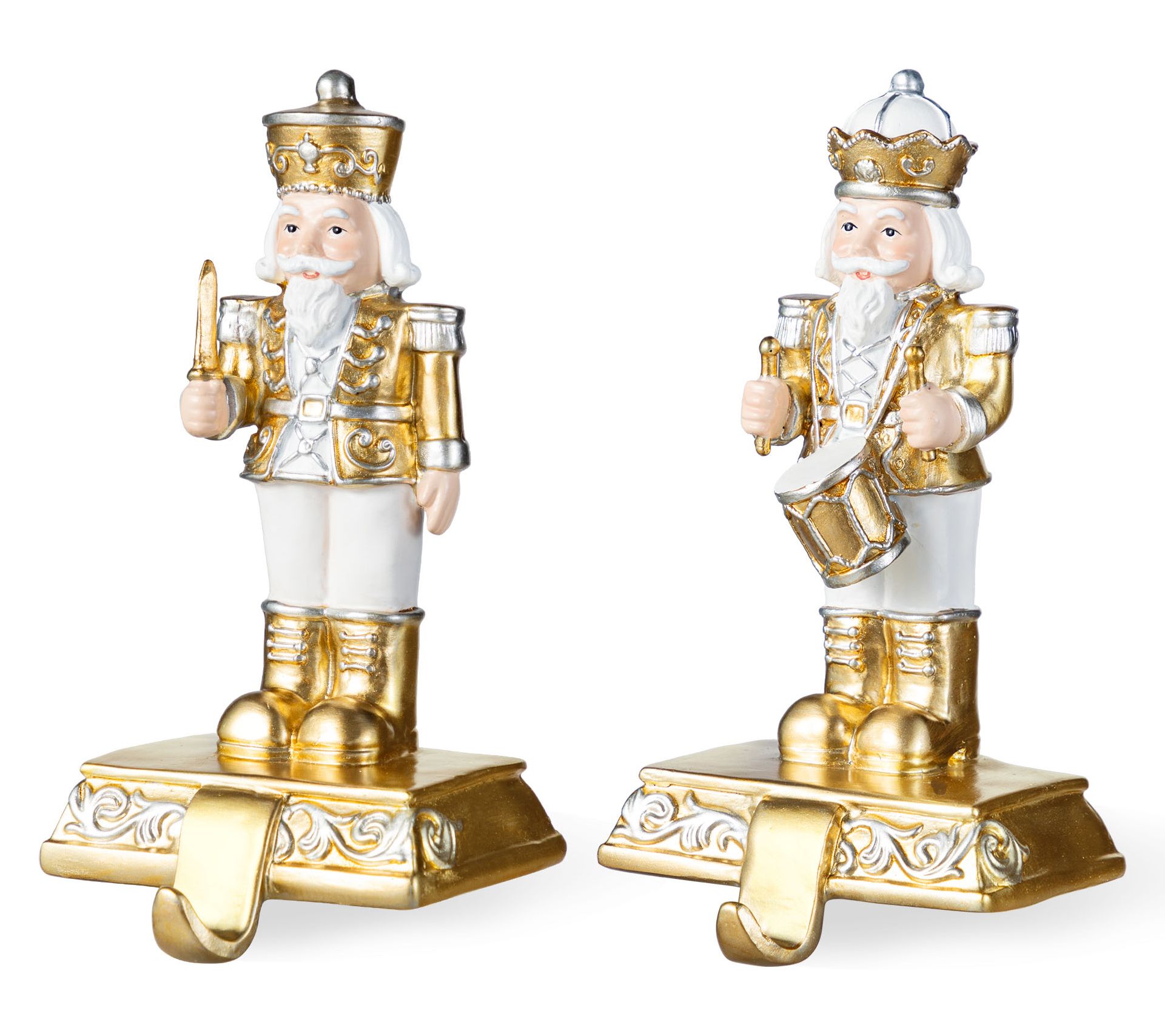 Glitzhome Christmas Resin Nutcracker Stocking Holders Set of 2 - QVC.com