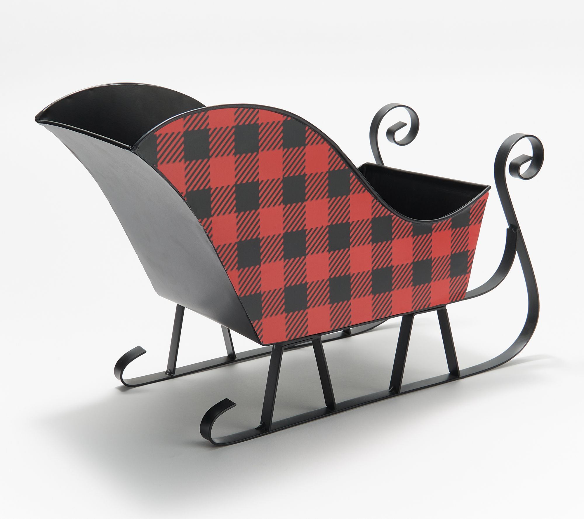 Buffalo Check Decorative Metal Sleigh by Valerie - QVC.com
