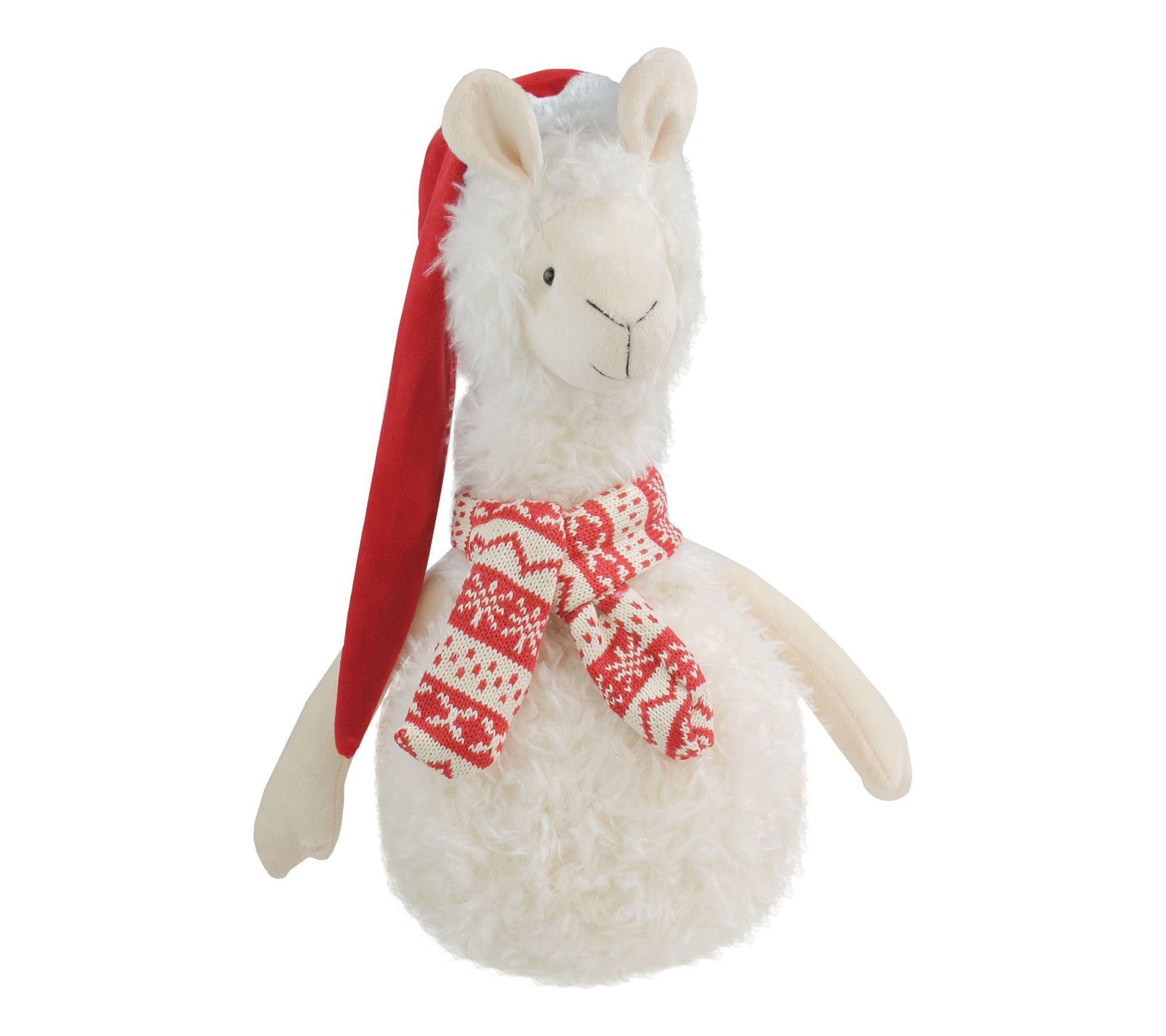 Northlight 17.75" White Llama w/ Red Santa Hat Table Top Decor - QVC.com