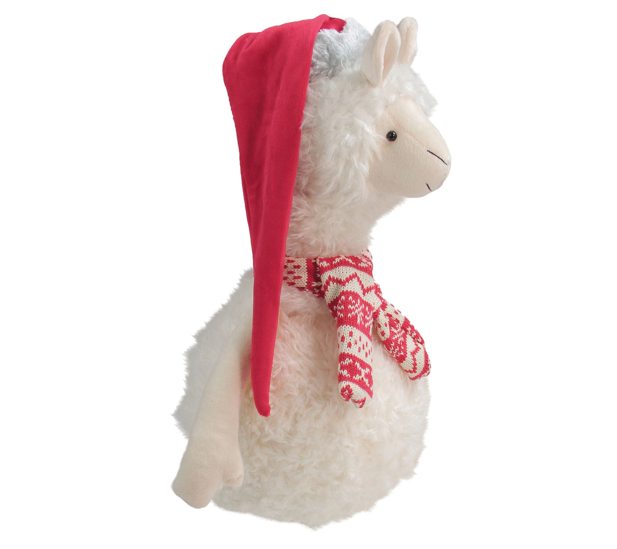 Northlight 17.75" White Llama w/ Red Santa Hat Table Top Decor - QVC.com