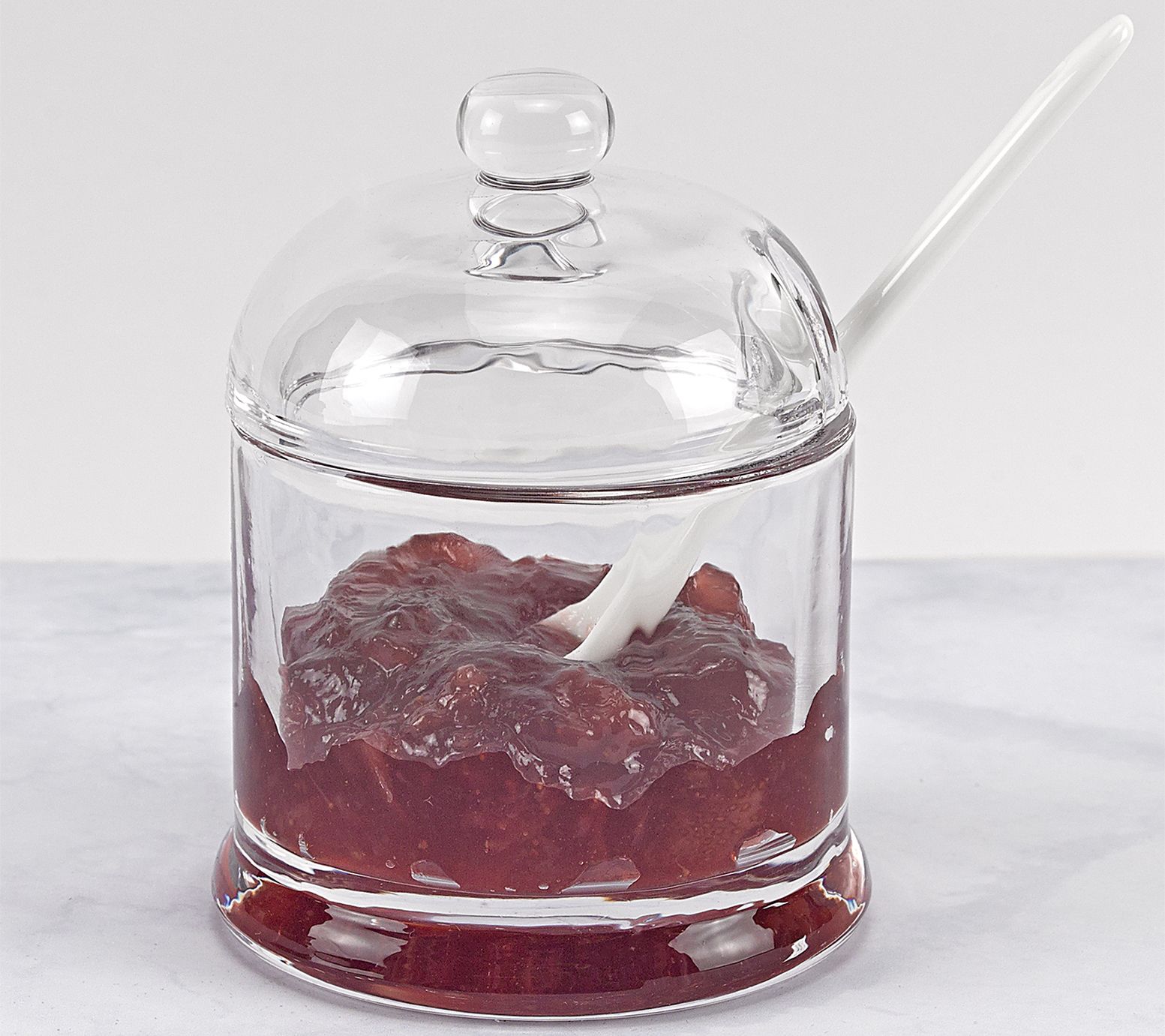 Badash Glass Jam or Honey Jar with Ceramic Spoon - QVC.com