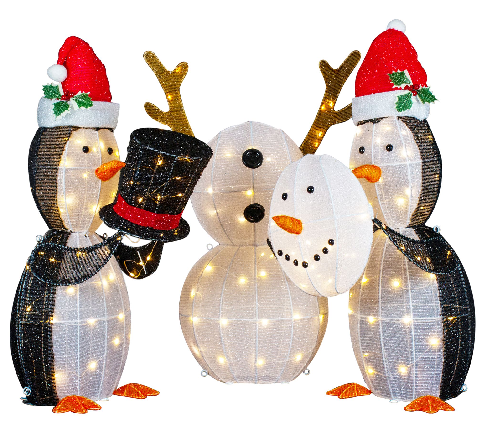 Northlight S/3 LED Penguins Building Snowman Decoration - QVC.com