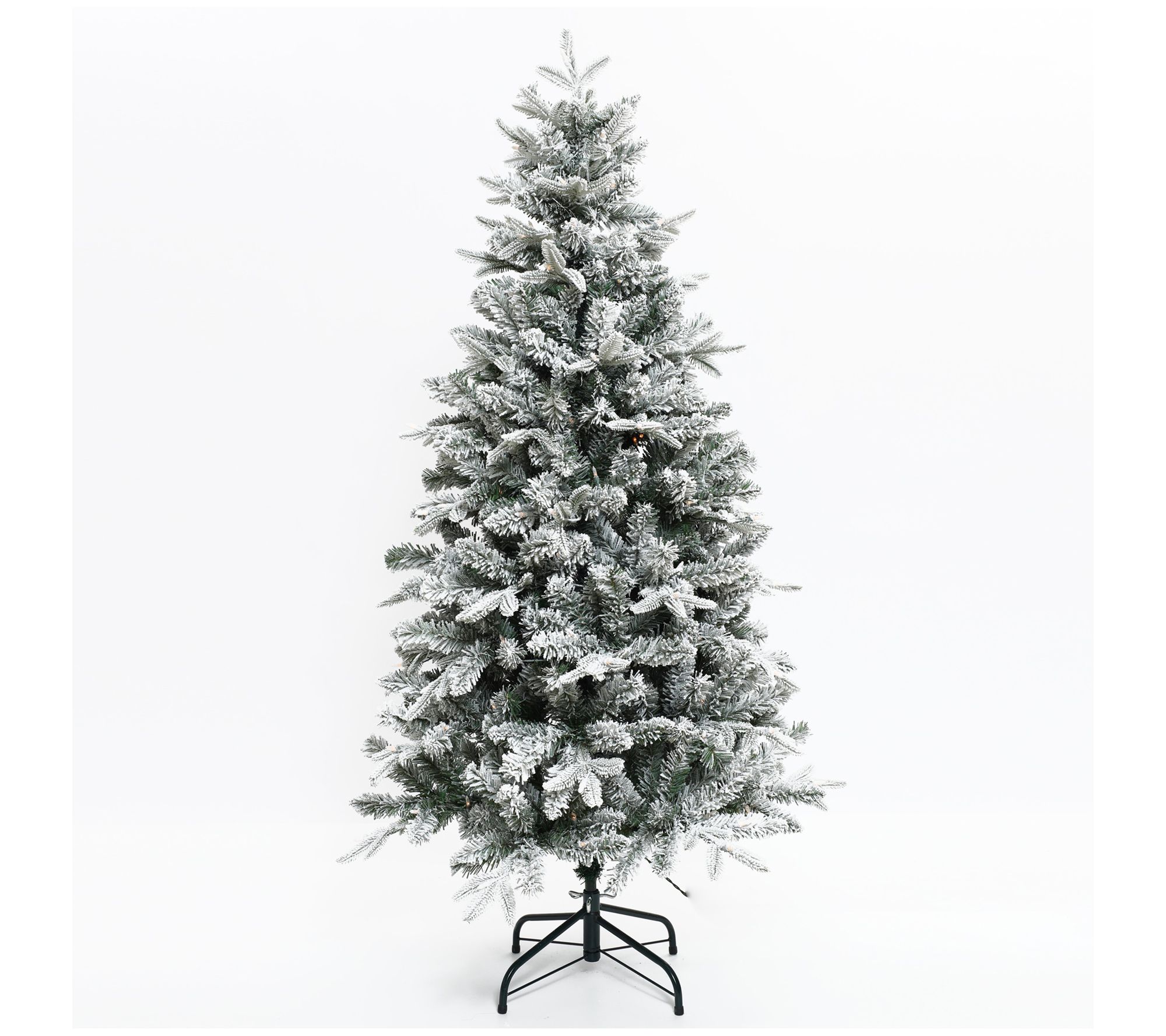 LuxenHome 5ft Pre-Lit Full Artificial Flocked C hristmas Tree - QVC.com